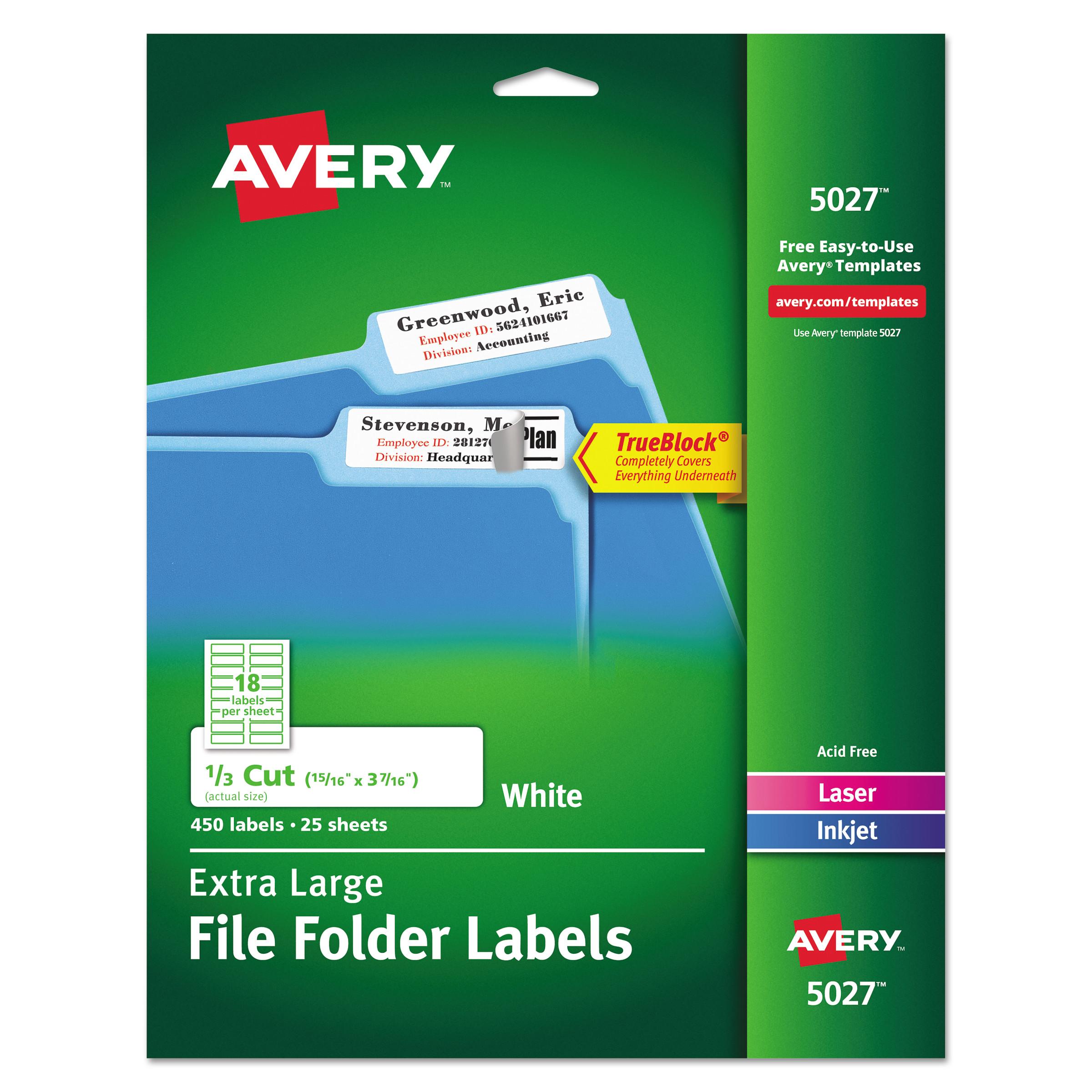 Extra-Large TrueBlock File Folder Labels with Sure Feed Technology, 0. ...