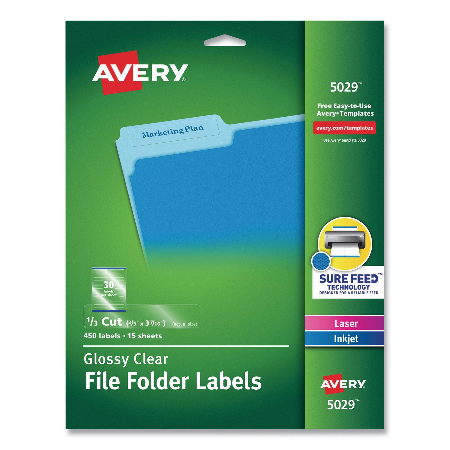 Clear Permanent File Folder Labels with Sure Feed Technology, 0.66 x 3. ...
