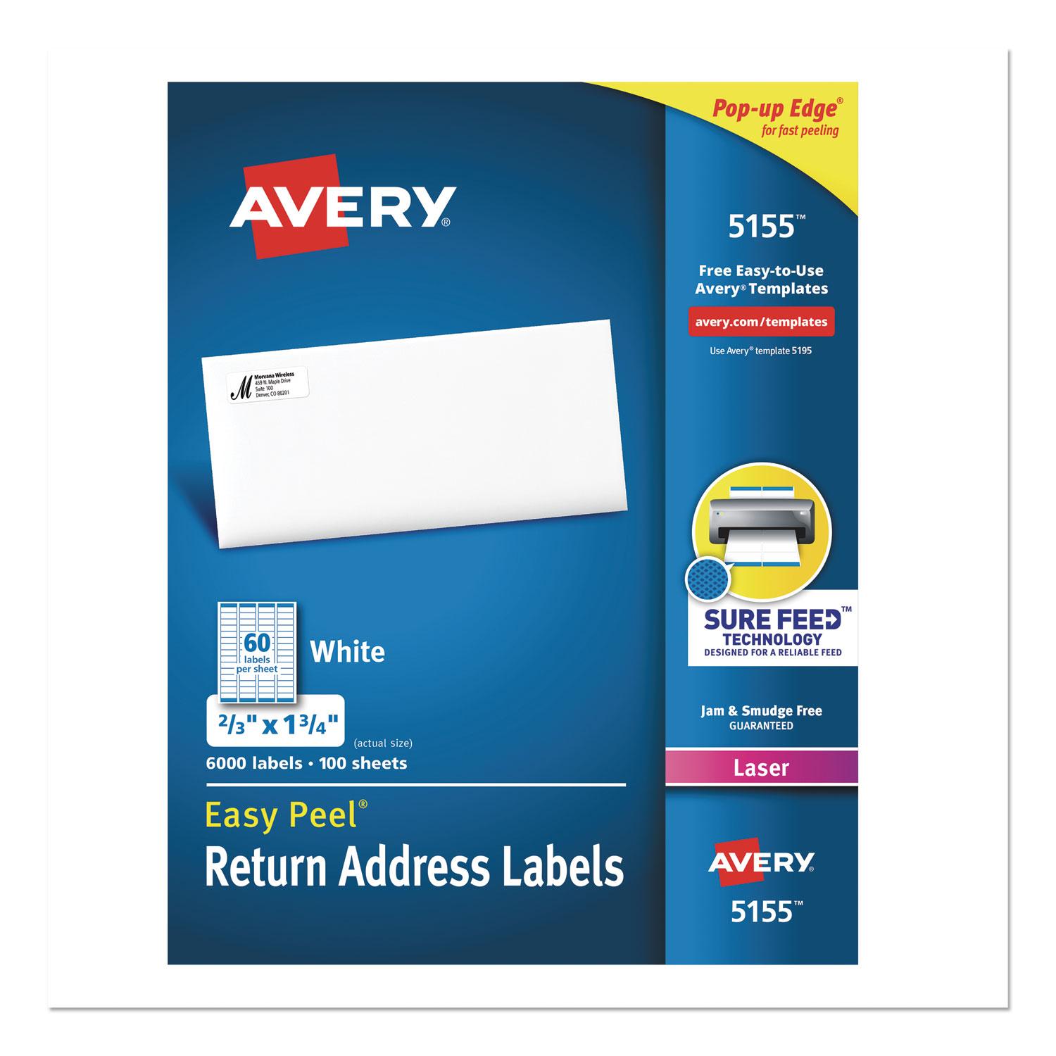 Easy Peel White Address Labels w/ Sure Feed Technology, Laser Printers ...