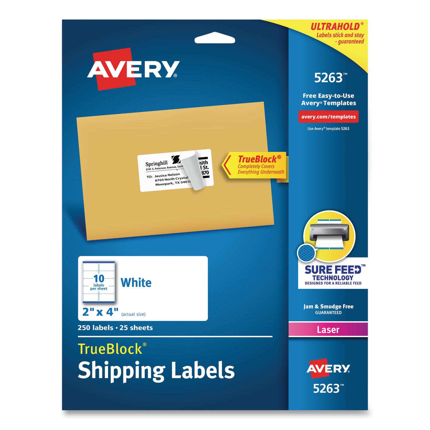 Shipping Labels w/ TrueBlock Technology, Laser Printers, 2 x 4, White ...