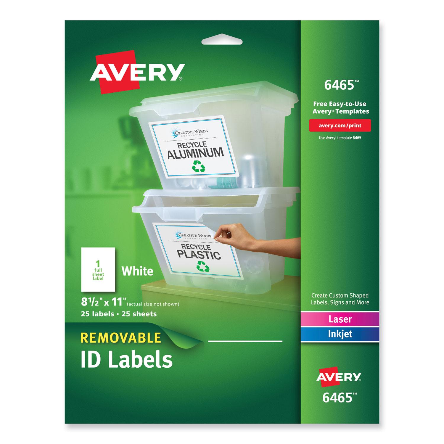 Removable Multi-Use Labels, Inkjet/Laser Printers, 8.5 x 11, White, 25 ...
