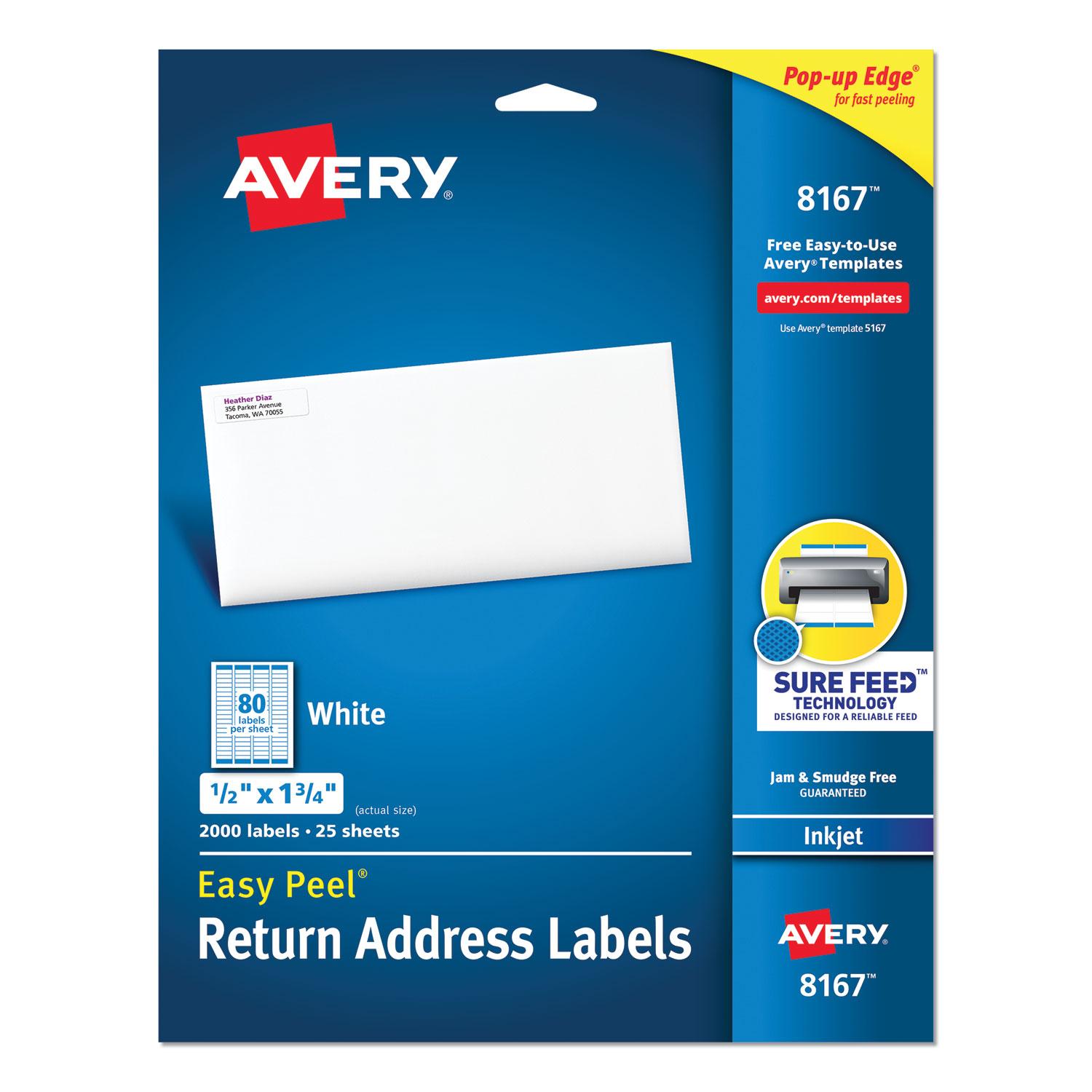 Easy Peel White Address Labels w/ Sure Feed Technology, Inkjet Printers ...