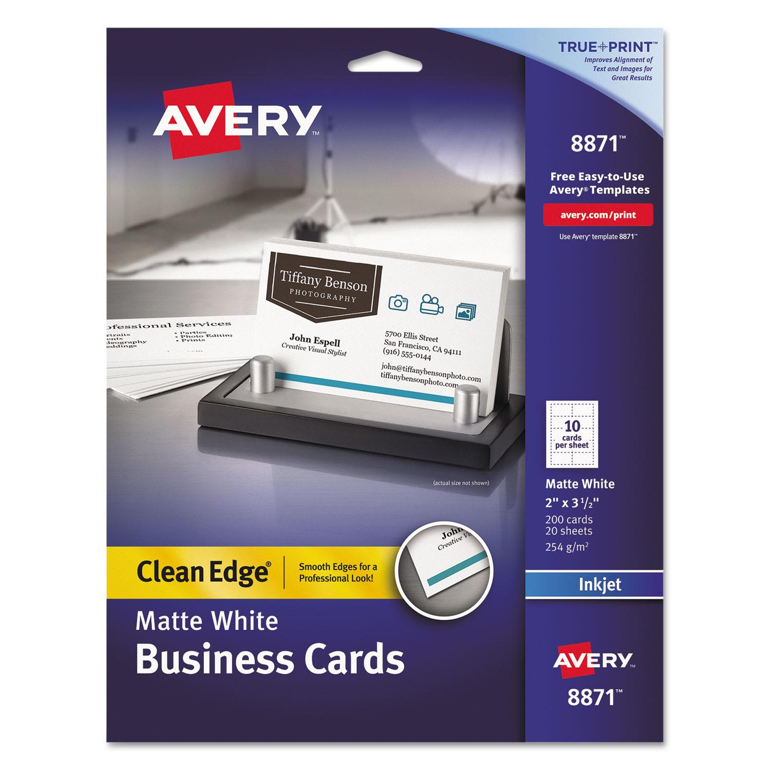 True Print Clean Edge Business Cards, Inkjet, 2 x 3 1/2, White, 200 ...