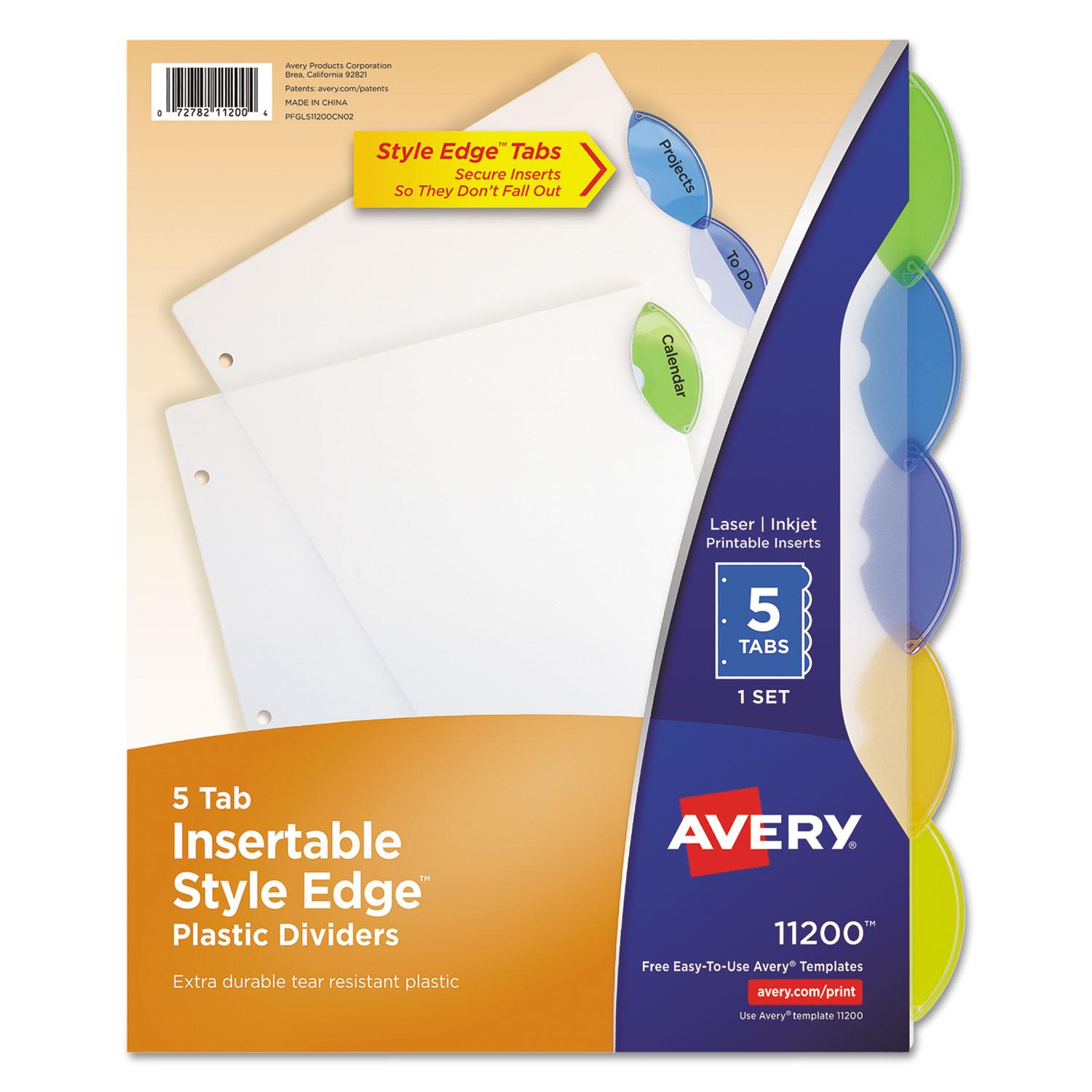 Insertable Style Edge Tab Plastic Dividers, 5-Tab, 11 x 8.5 ...