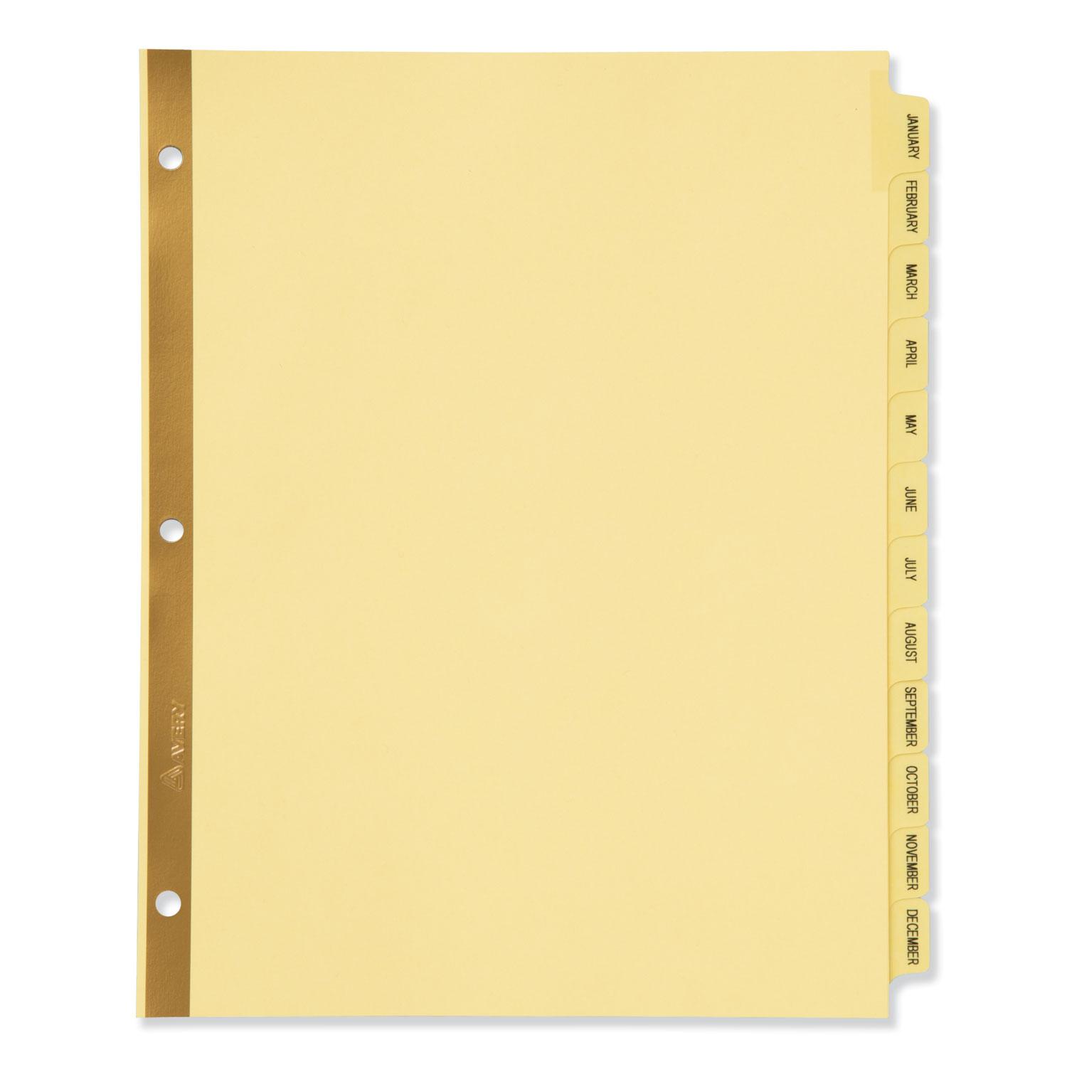 Preprinted Laminated Tab Dividers w/Gold Reinforced Binding Edge, 12 ...