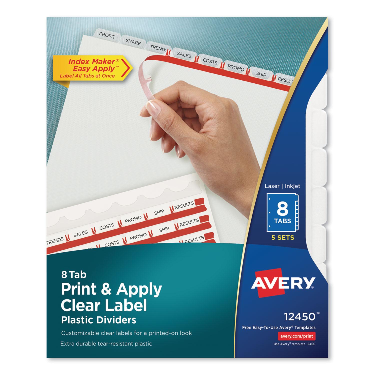 Print and Apply Index Maker Clear Label Plastic Dividers with Printable ...