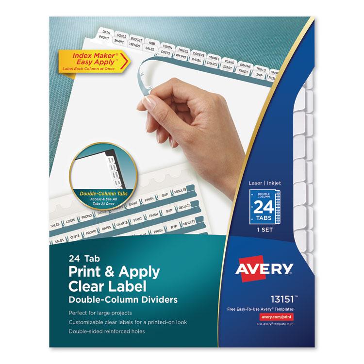 Index Maker Print and Apply Clear Label Double Column Dividers, 24-Tab ...