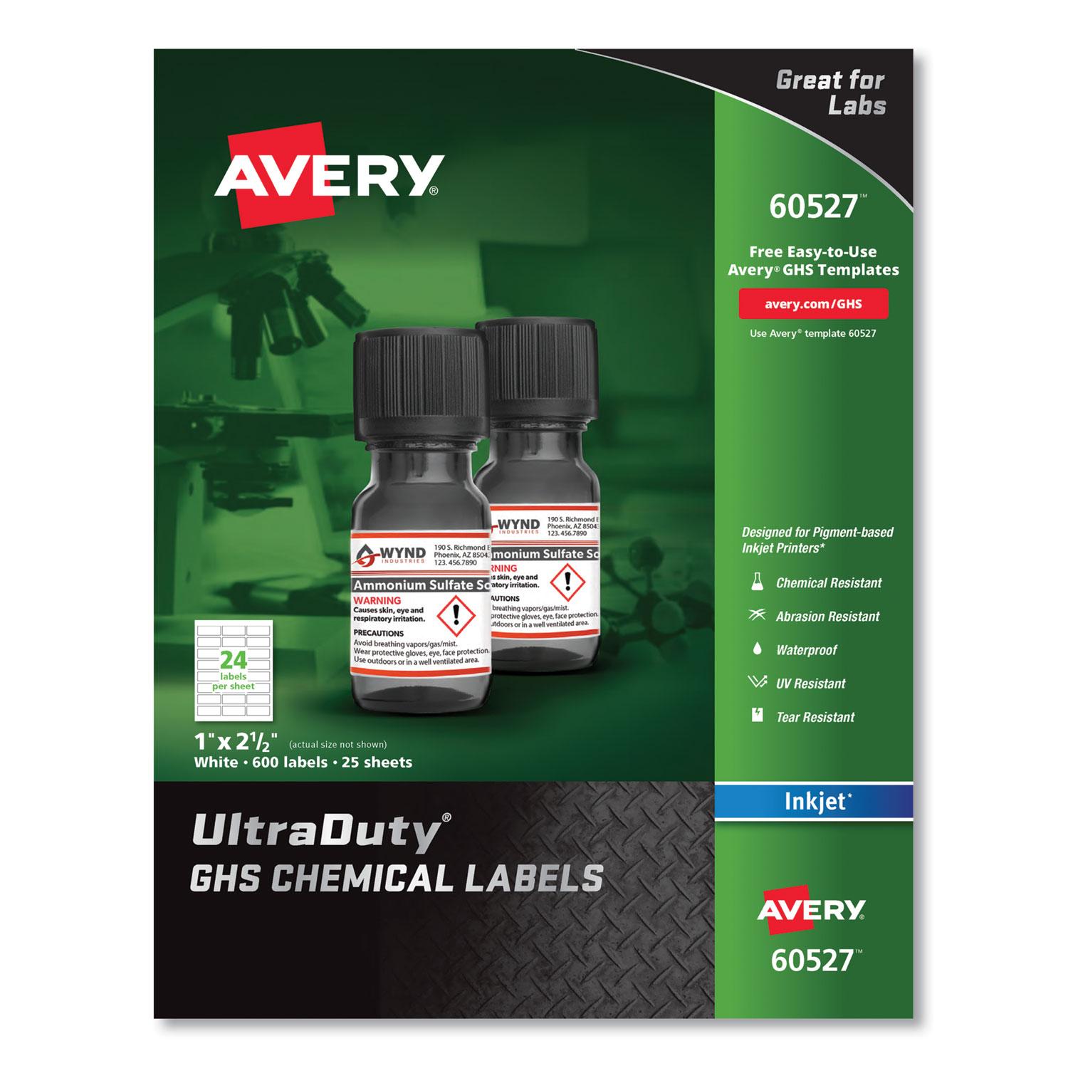 UltraDuty GHS Chemical Waterproof and UV Resistant Labels, 1 x 2.5 ...