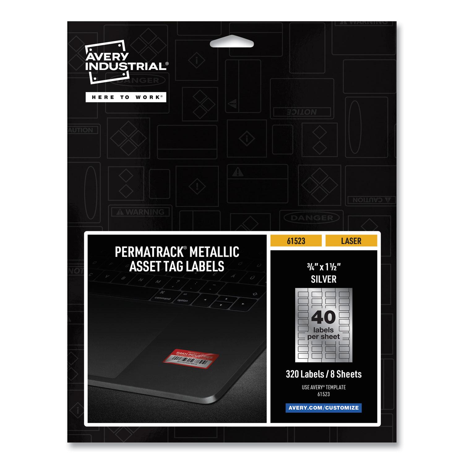 PermaTrack Metallic Asset Tag Labels, Laser Printers, 0.75 x 1.5 ...