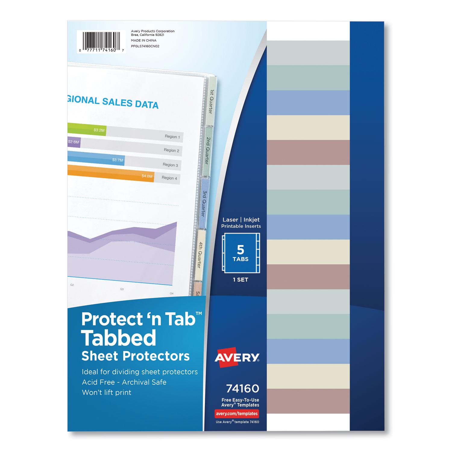 Protect 'n Tab Top-Load Clear Sheet Protectors w/Five Tabs, Letter ...
