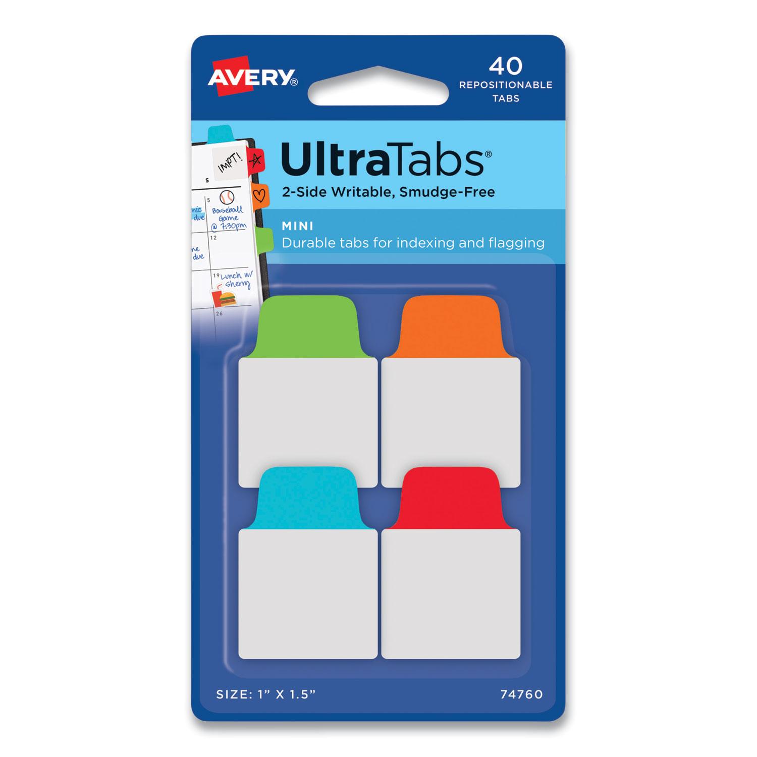 Ultra Tabs Repositionable Mini Tabs, 1/5-Cut Tabs, Assorted Primary ...