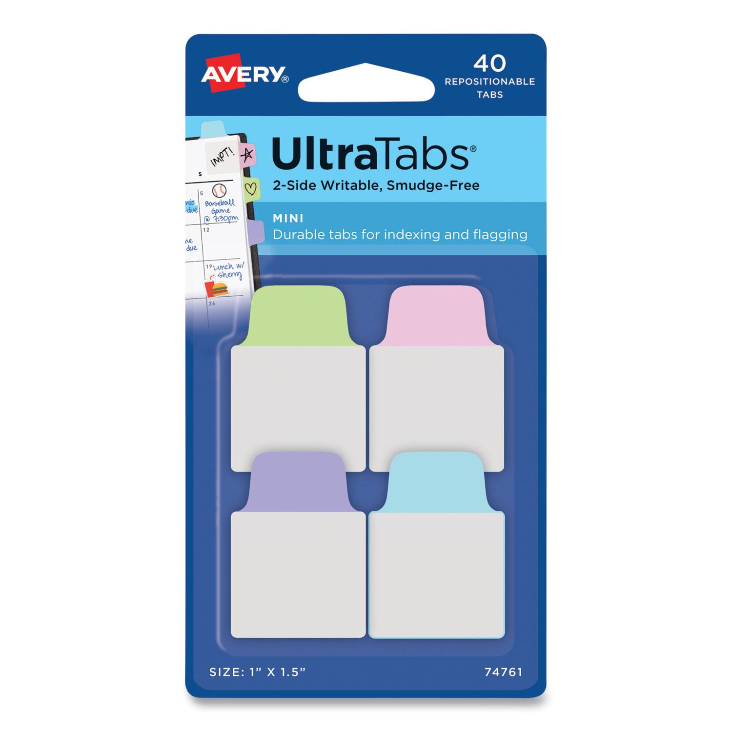Ultra Tabs Repositionable Mini Tabs, 1/5-Cut Tabs, Assorted Pastels, 1 ...