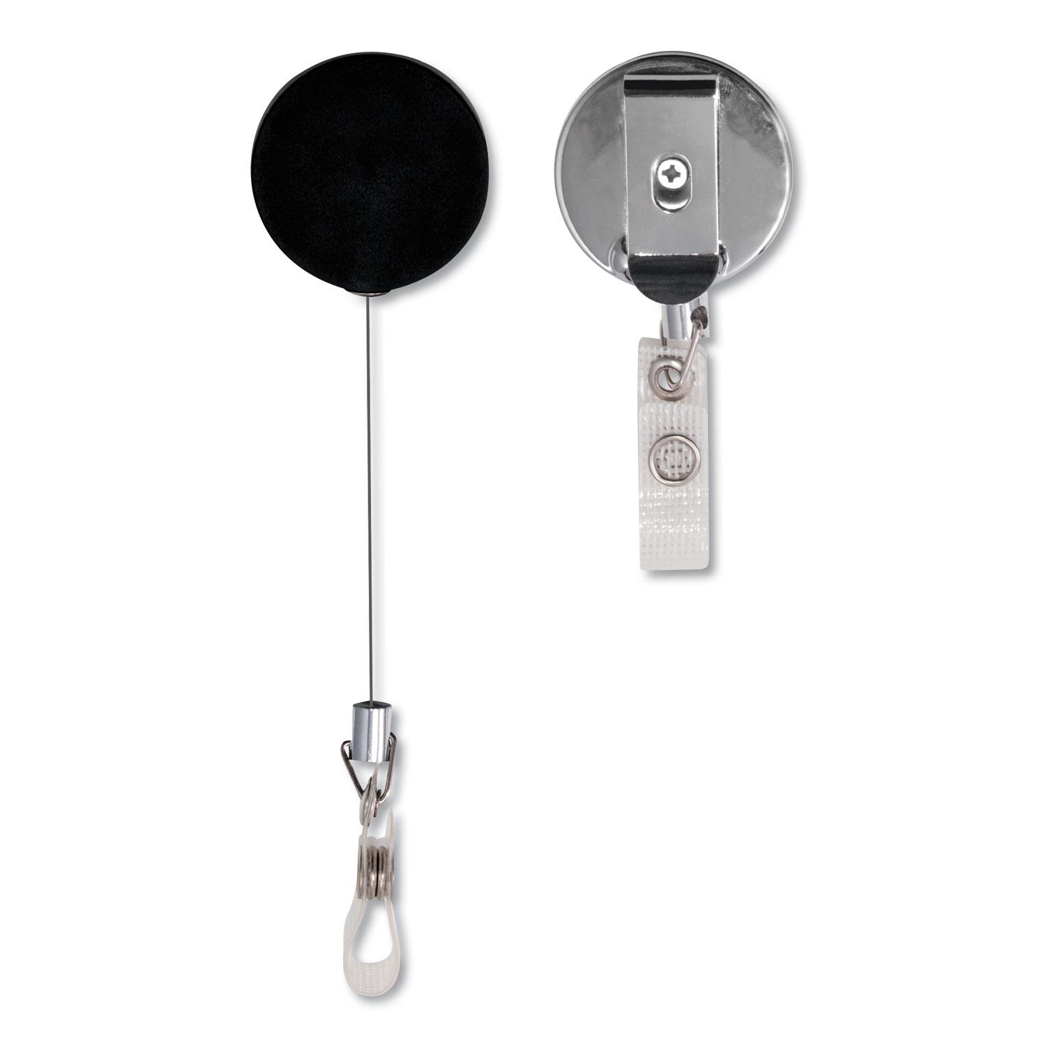 Premier Heavy-Duty Retractable ID Card Reel, 24" Extension, Black ...