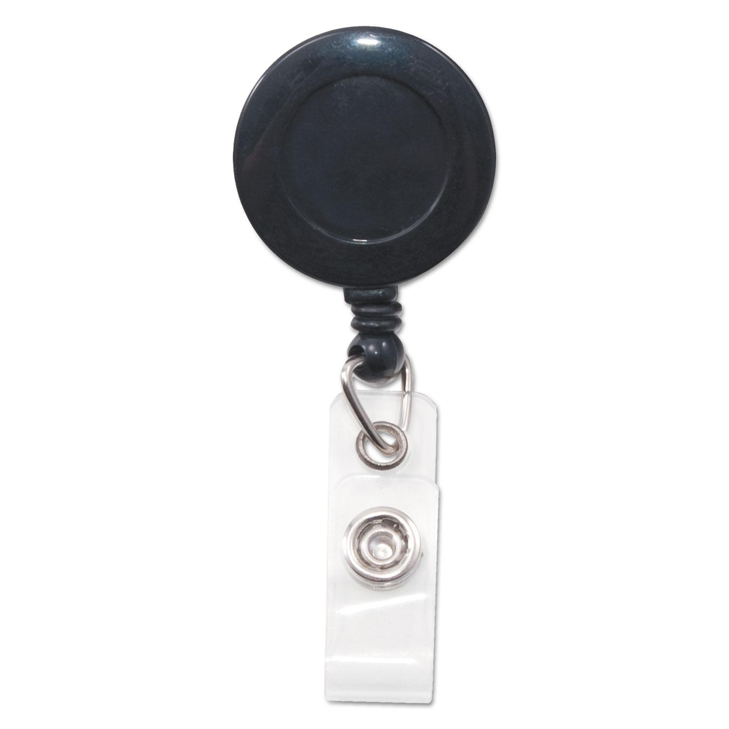 Swivel-Back Retractable ID Card Reel, 30" Extension, Black, 12/Pack ...