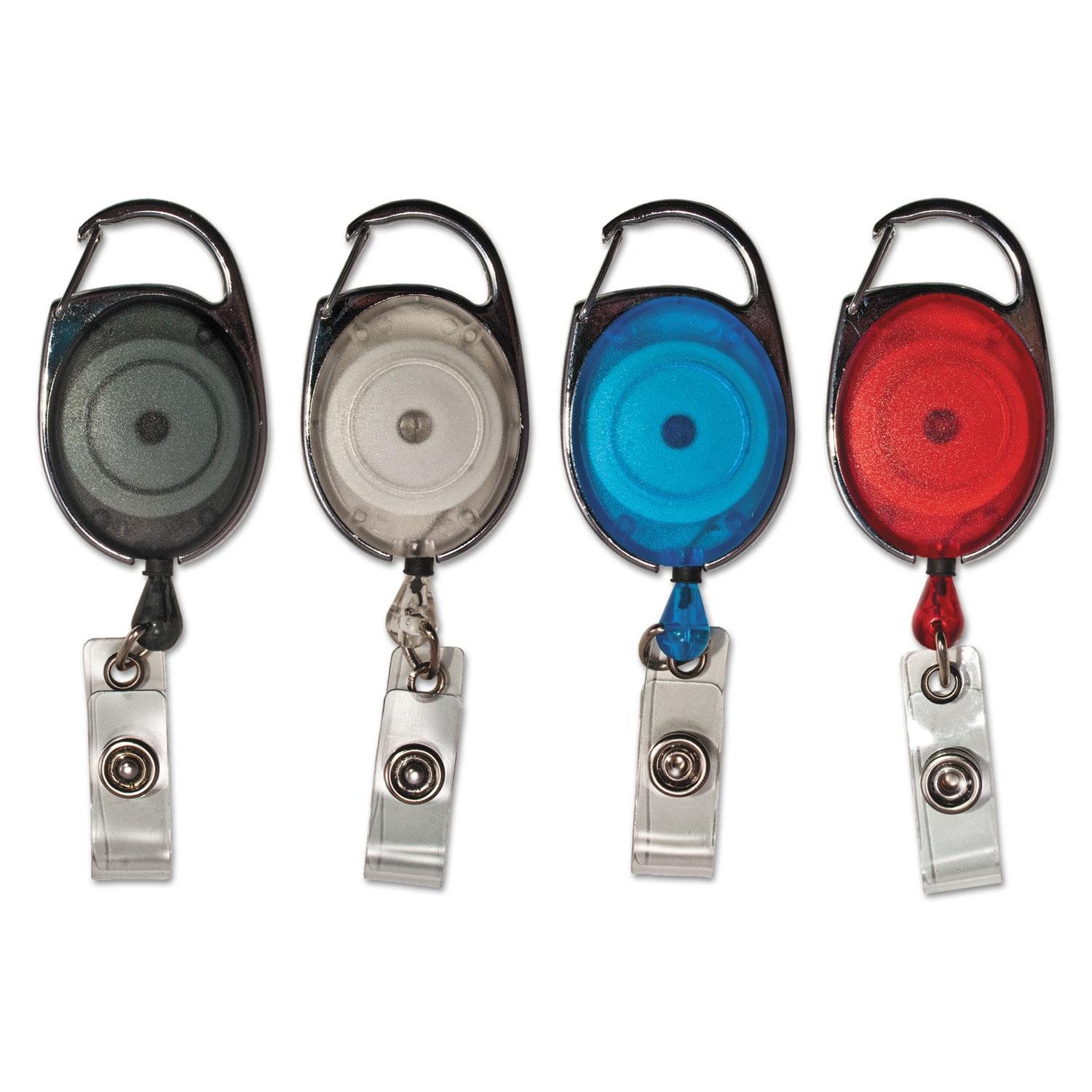 Carabiner-Style Retractable ID Card Reel, 30" Extension, Assorted, 20 ...