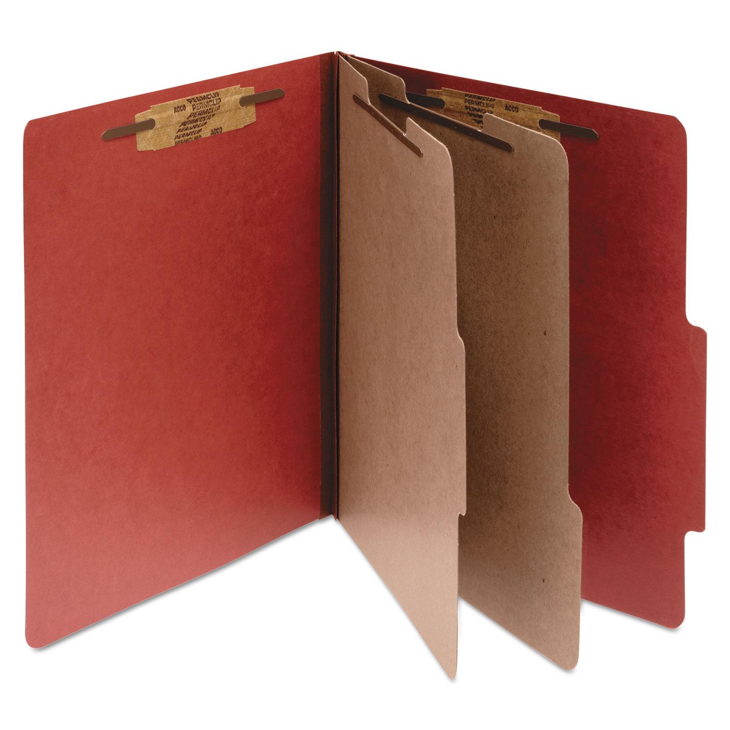 Pressboard Classification Folders, 2 Dividers, Legal Size, Earth Red ...