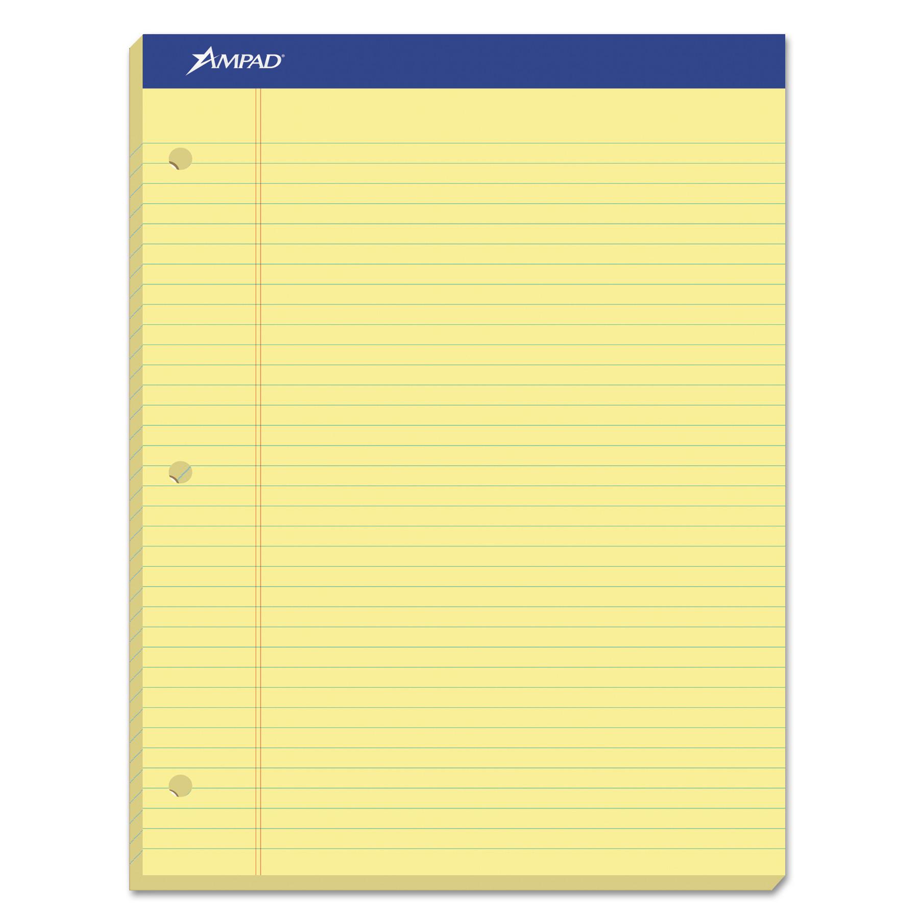 Ampad Perforated 3 Hole Punched Ruled Double Sheet Pads - Letter ...