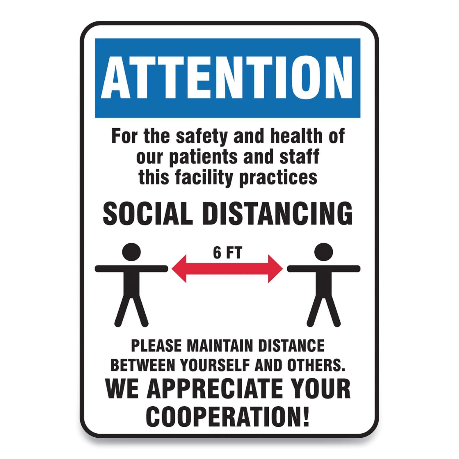 Social Distance Signs, Wall, 10 x 14, Patients and Staff Social ...