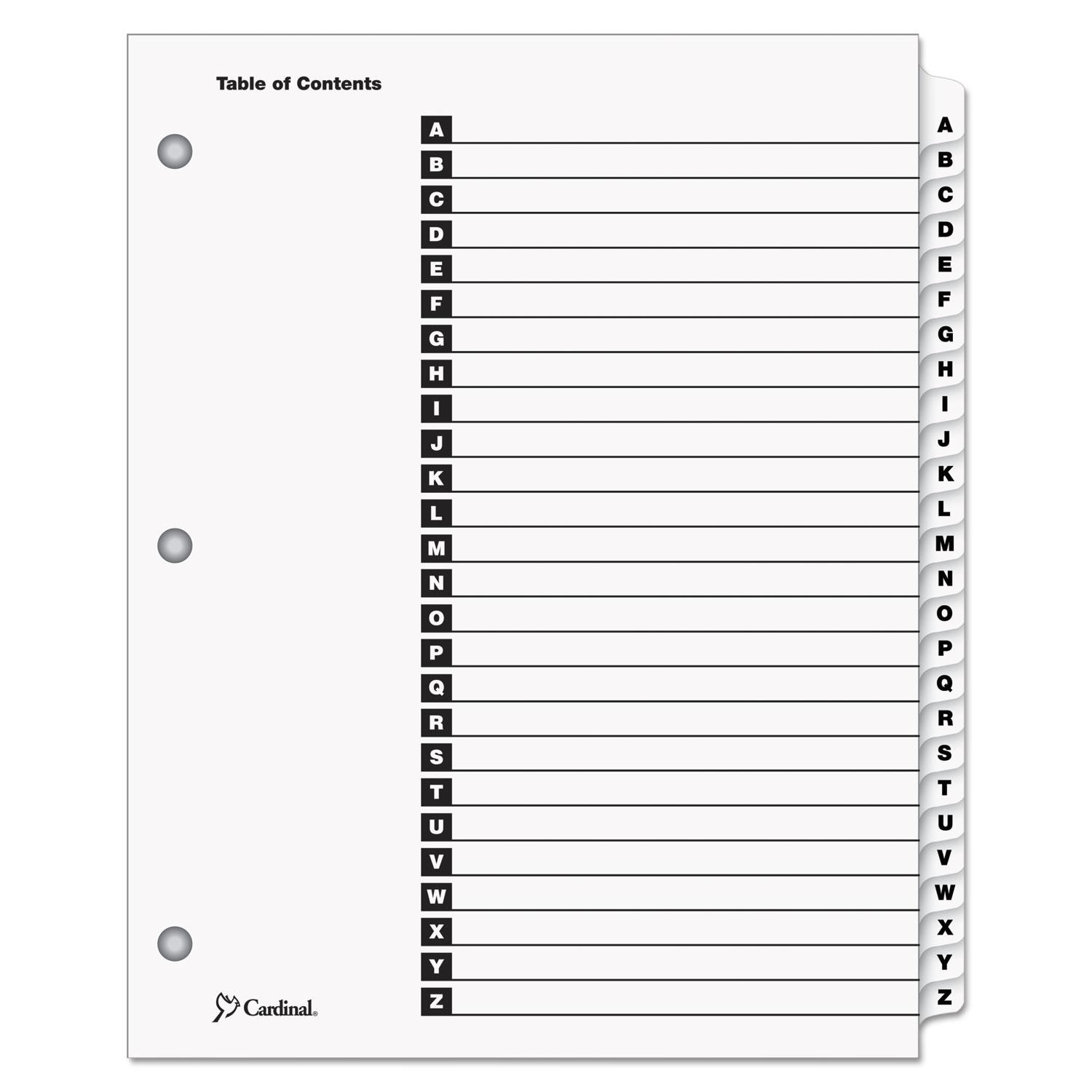 OneStep Printable Table of Contents and Dividers, 26-Tab, A to Z, 11 x ...