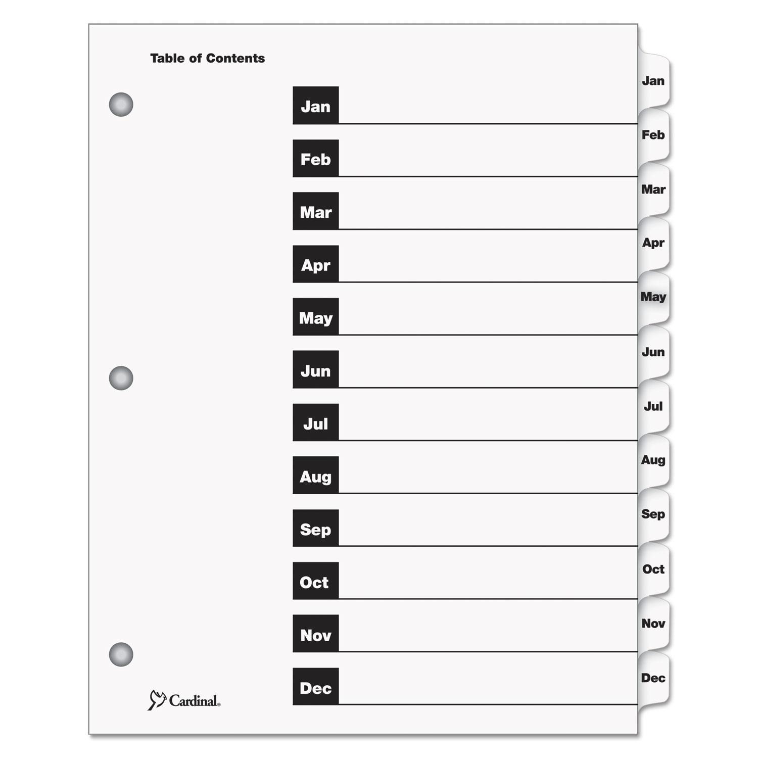 OneStep Printable Table of Contents and Dividers, 12-Tab, Jan. to Dec ...