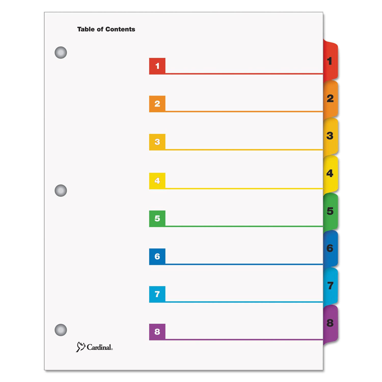OneStep Printable Table of Contents and Dividers, 8-Tab, 1 to 8, 11 x 8 ...