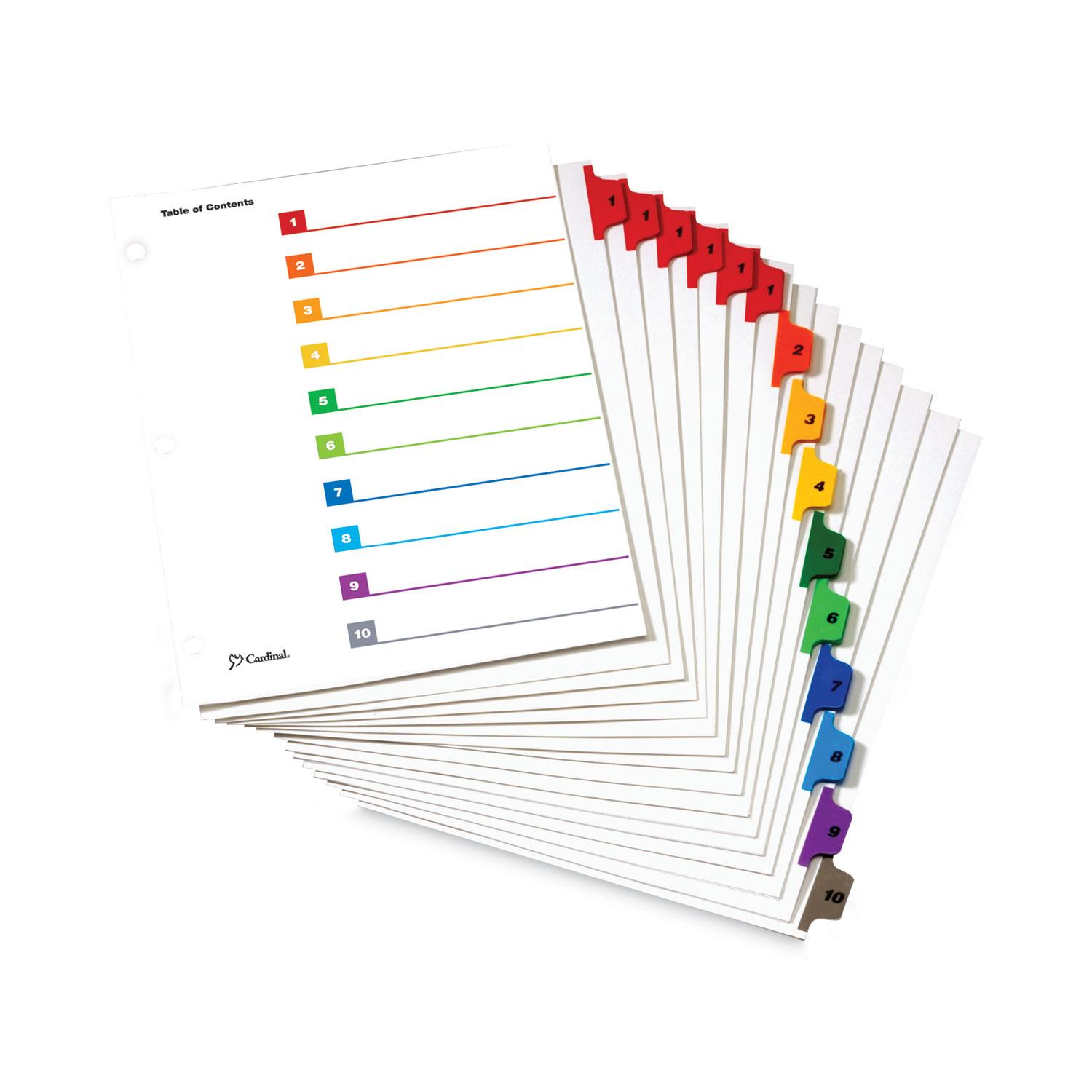 OneStep Printable Table of Contents and Dividers, 10-Tab, 1 to 10, 11 x ...