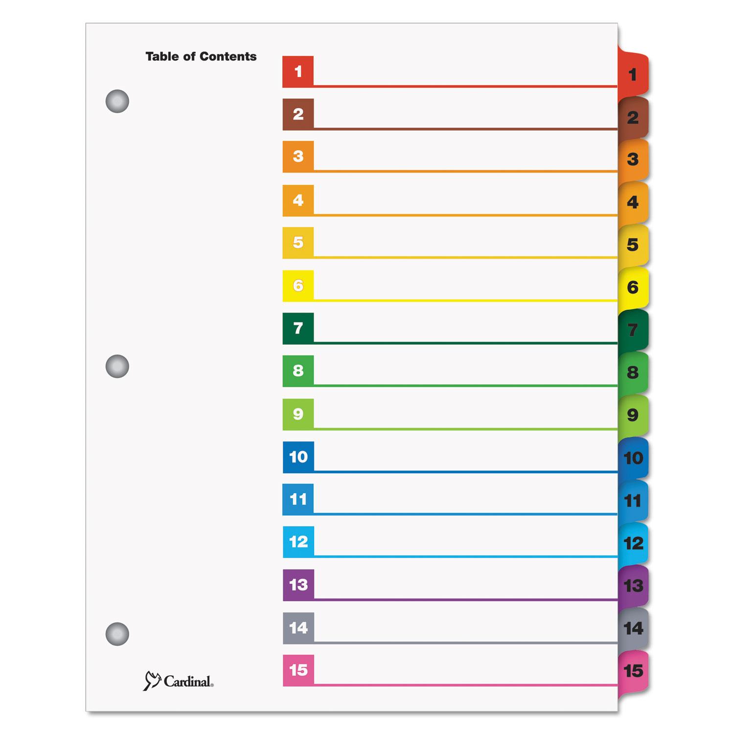 OneStep Printable Table of Contents and Dividers, 15-Tab, 1 to 15, 11 x ...