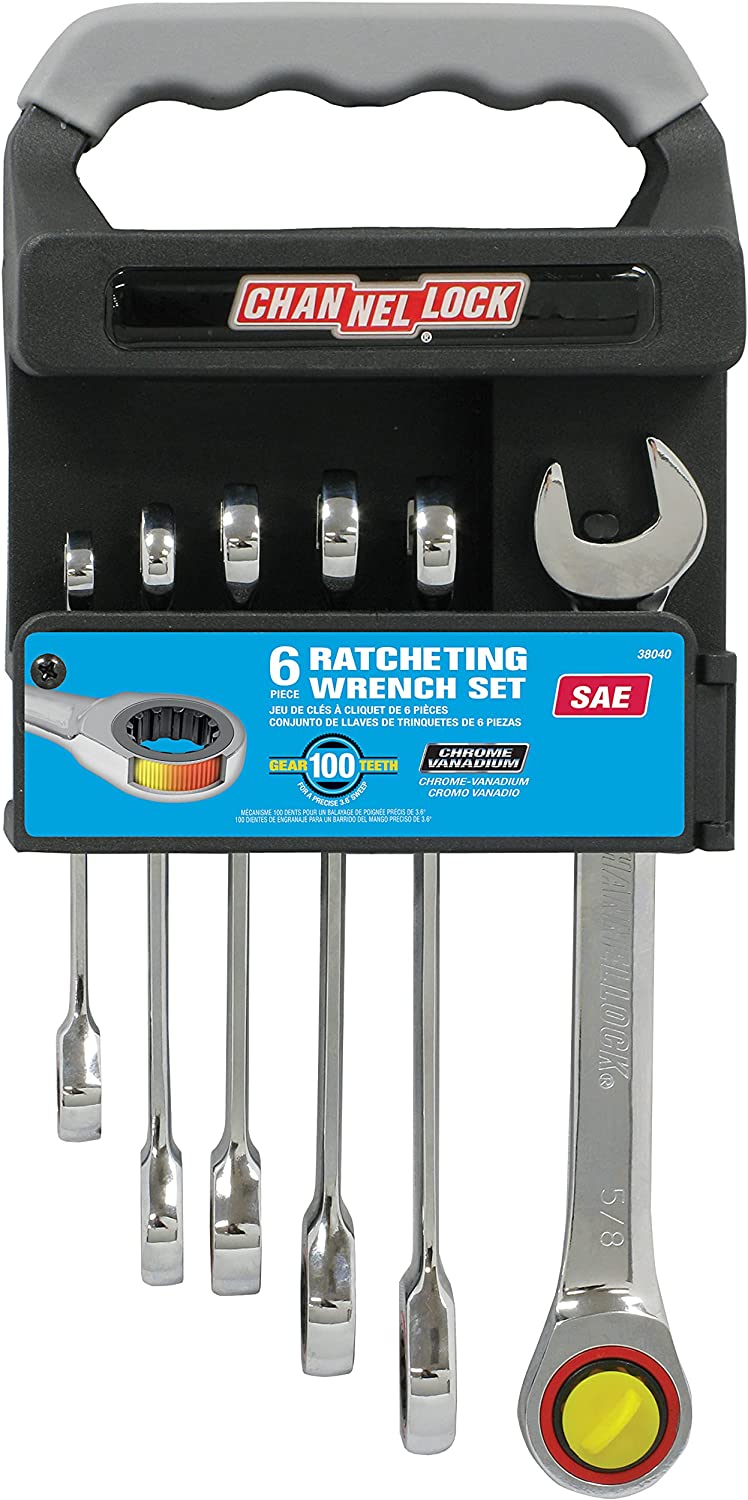 38040 6 pc Ratcheting Wrench Set, SAE, Rack | Plastic Express Inc.