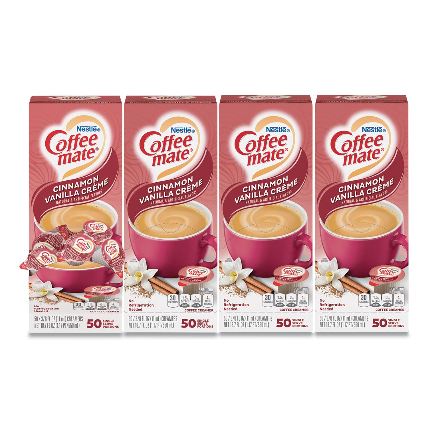 Liquid Coffee Creamer, Cinnamon Vanilla, 0.38 oz Mini Cups, 50/Box, 4 ...