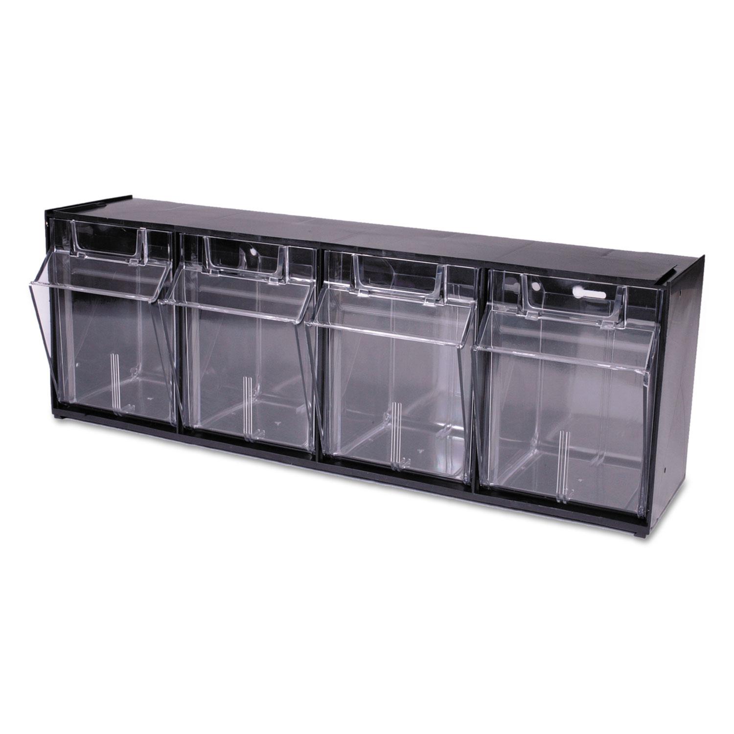 Tilt Bin Interlocking Multi-Bin Storage Organizer, 4 Sections, 23.63" x ...