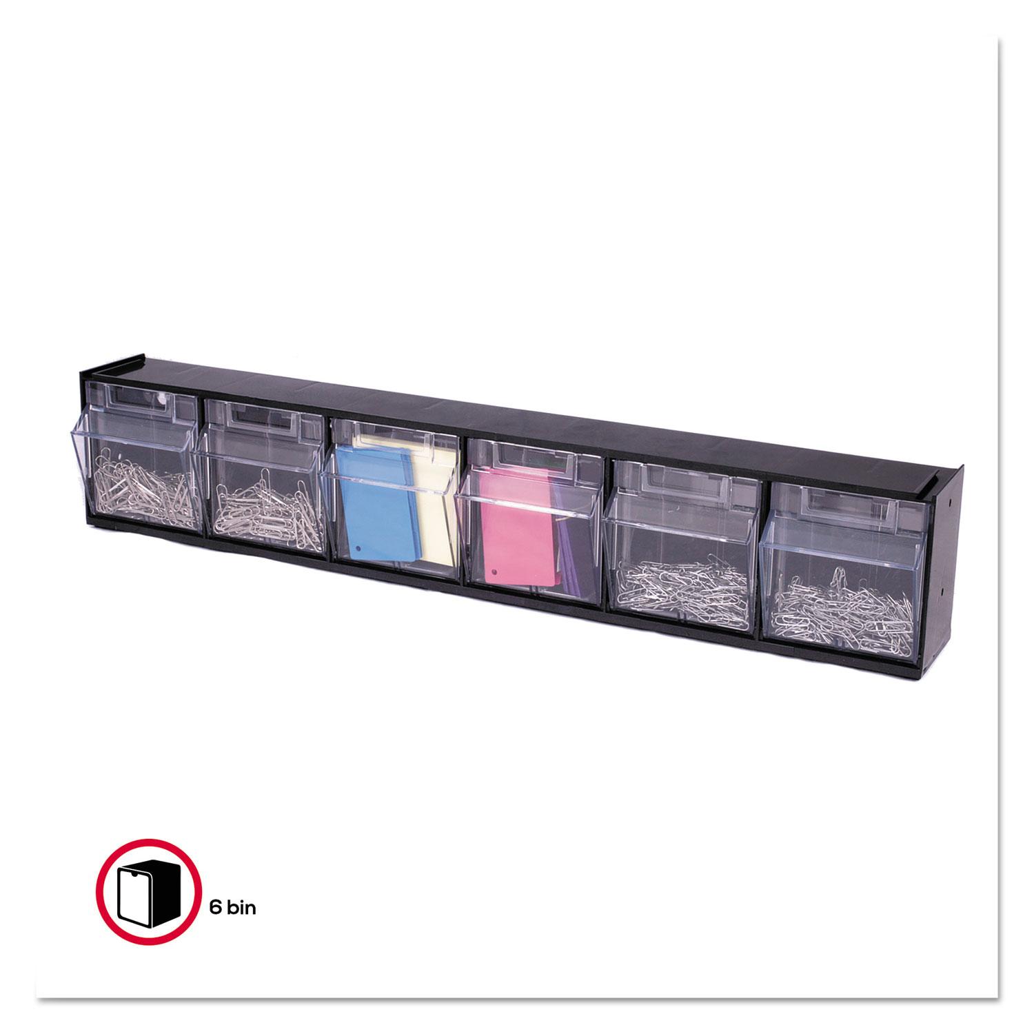 Tilt Bin Interlocking Multi-Bin Storage Organizer, 6 Sections, 23.63" x ...