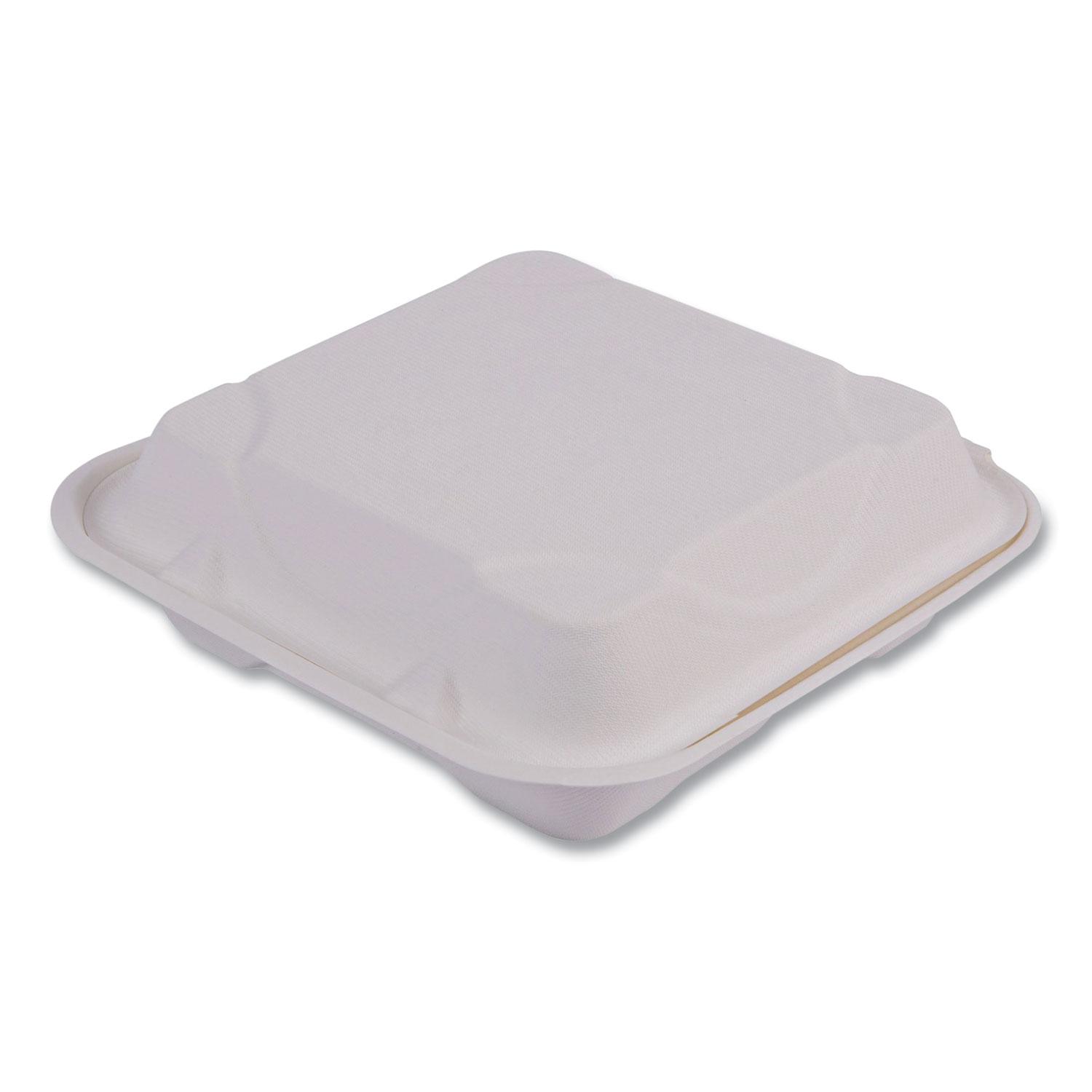 Renewable and Compost Sugarcane Clamshells, 3-Compartment, 9 x 9 x 3 ...