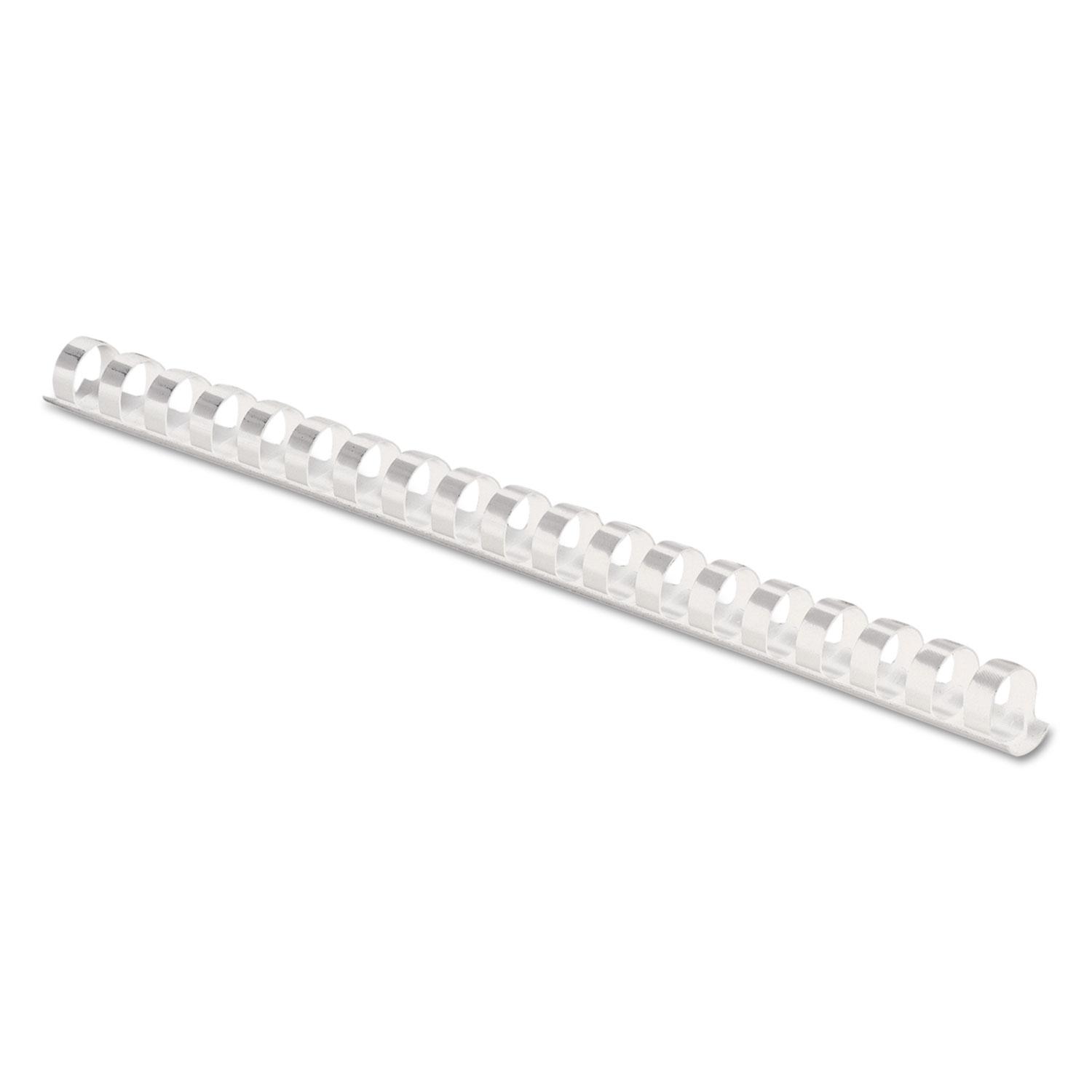 Plastic Comb Bindings, 3/8`` Diameter, 55 Sheet Capacity, White, 100 ...