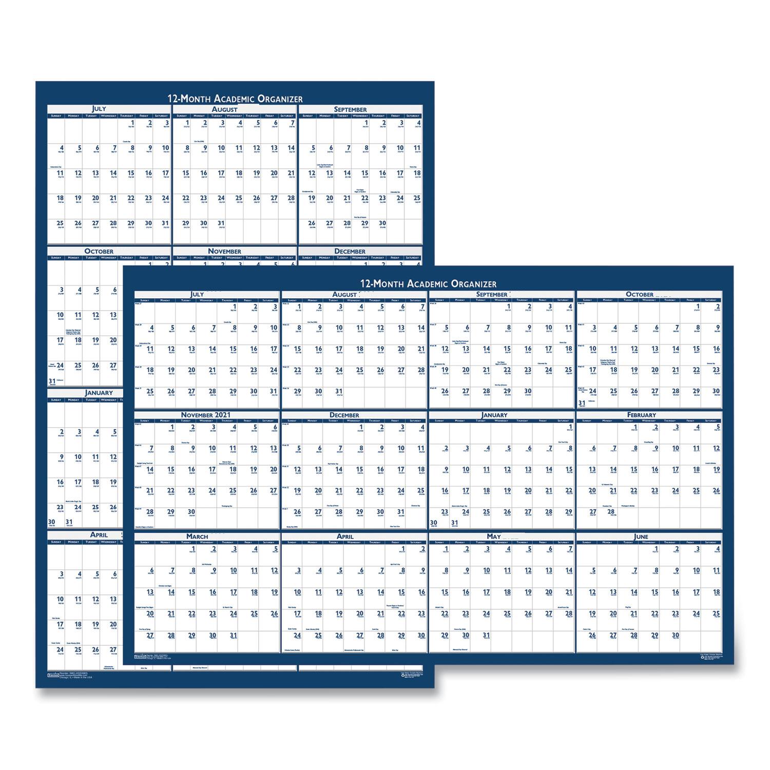 Recycled Poster Style Reversible Academic Yearly Calendar, 24 x 37 ...