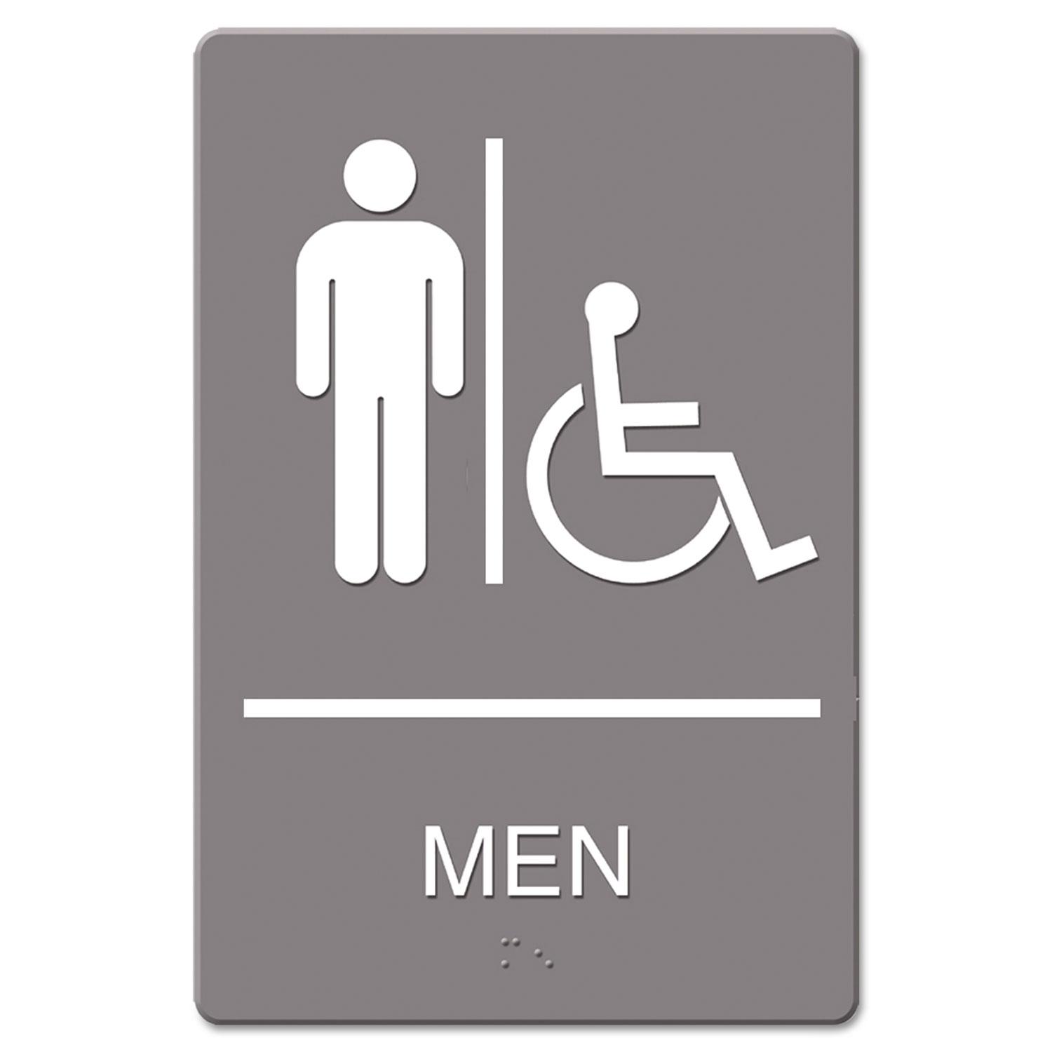 ADA Sign, Men Restroom Wheelchair Accessible Symbol, Molded Plastic, 6 ...