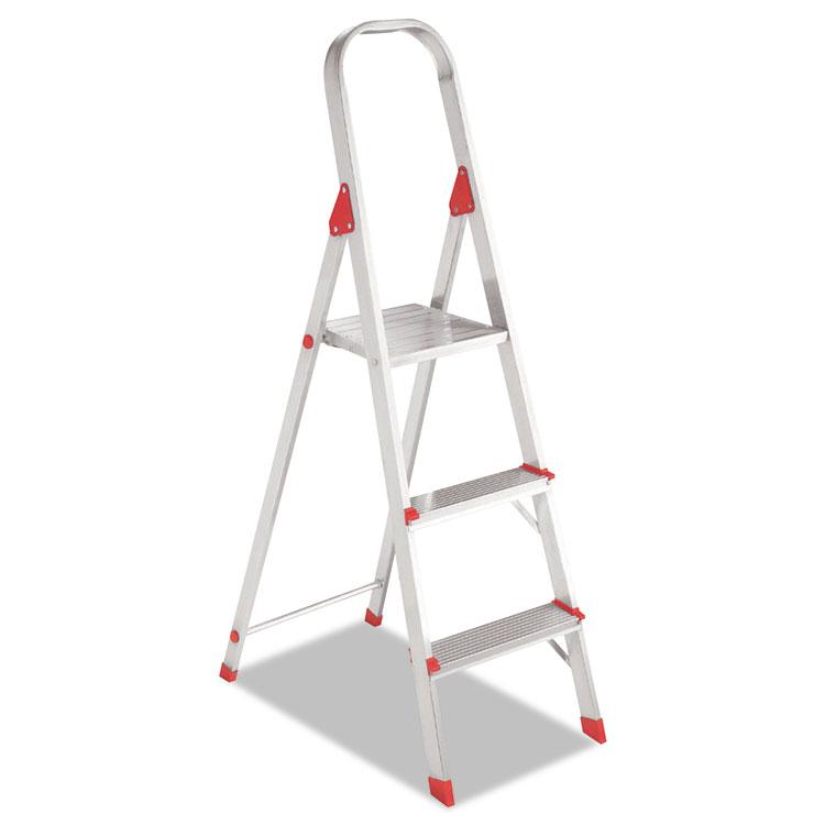 Aluminum Euro Platform Ladder, 8 ft Working Height, 200 lbs Capacity, 3 ...