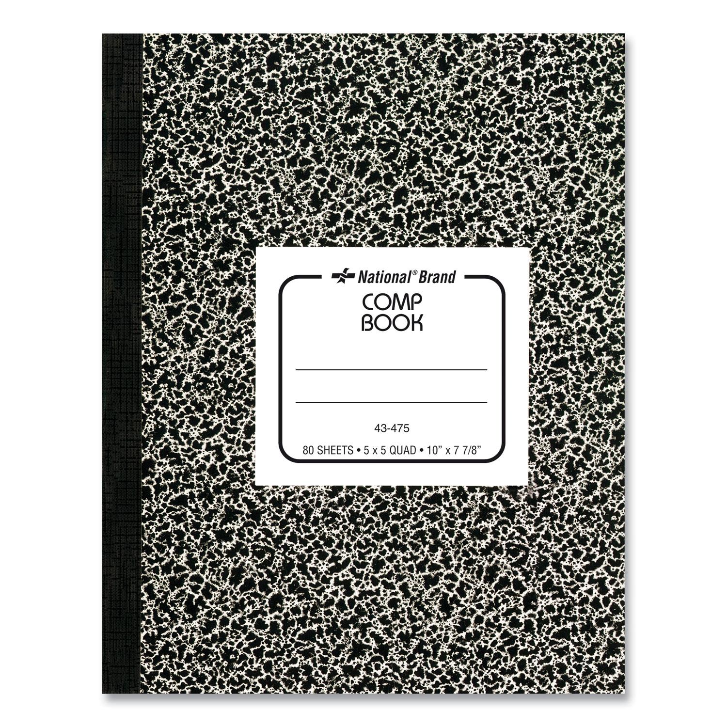 Composition Book, Quadrille Rule, Black Marble Cover, 10 x 7.88, 80 ...