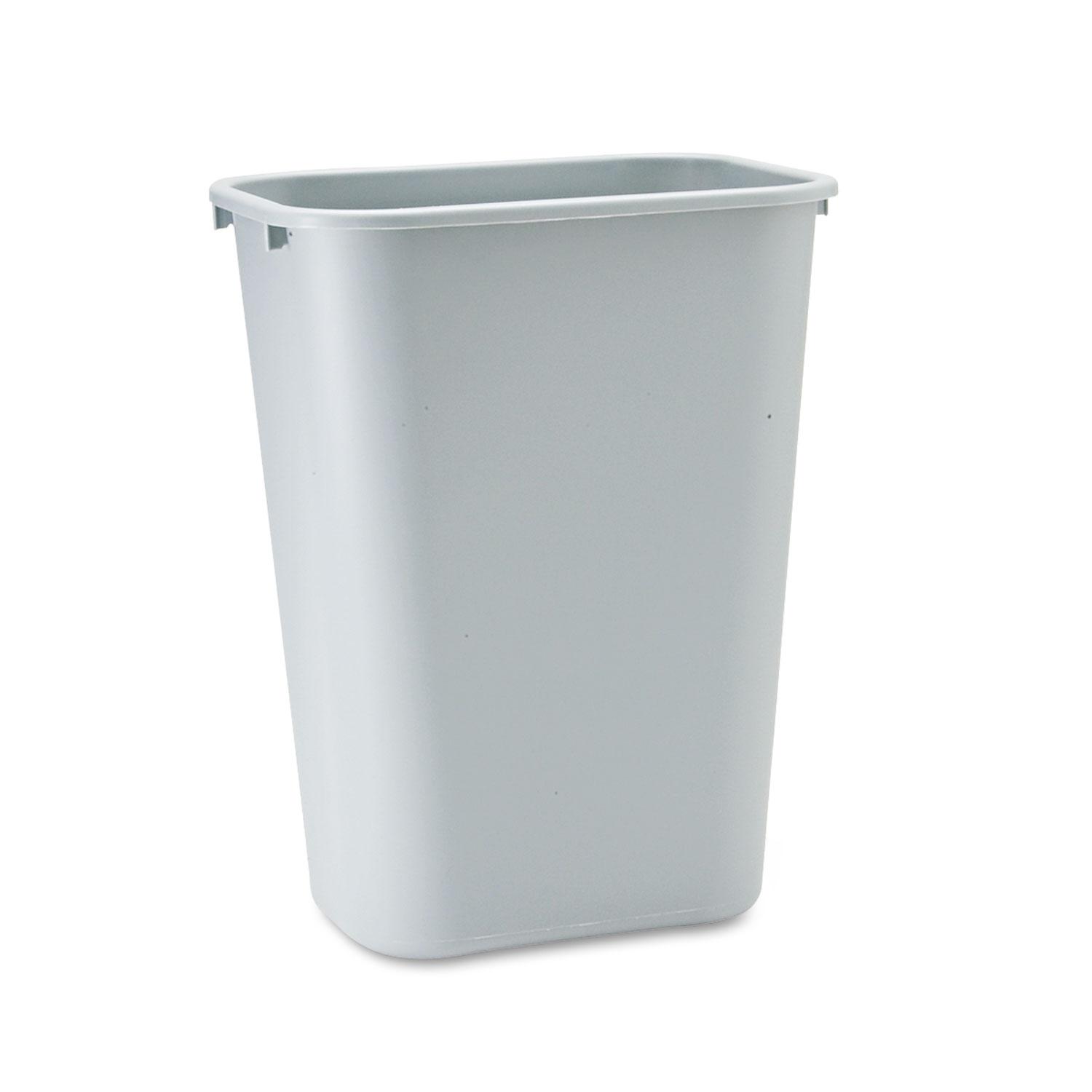 Deskside Plastic Wastebasket, Rectangular, 10.25 gal, Gray | Plastic ...