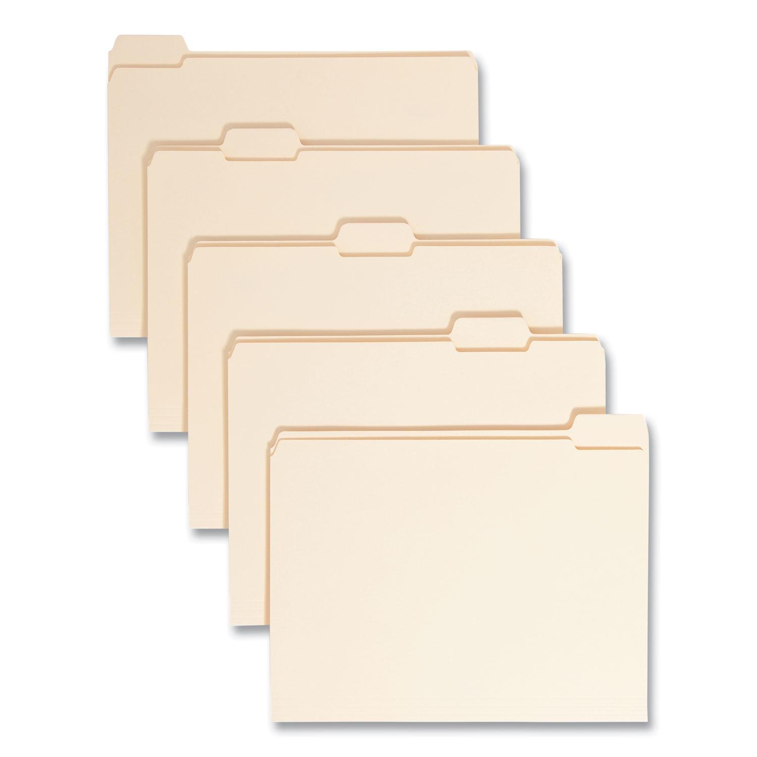 Reinforced Tab Manila File Folders, 1/5-Cut Tabs, Letter Size, 11 pt ...
