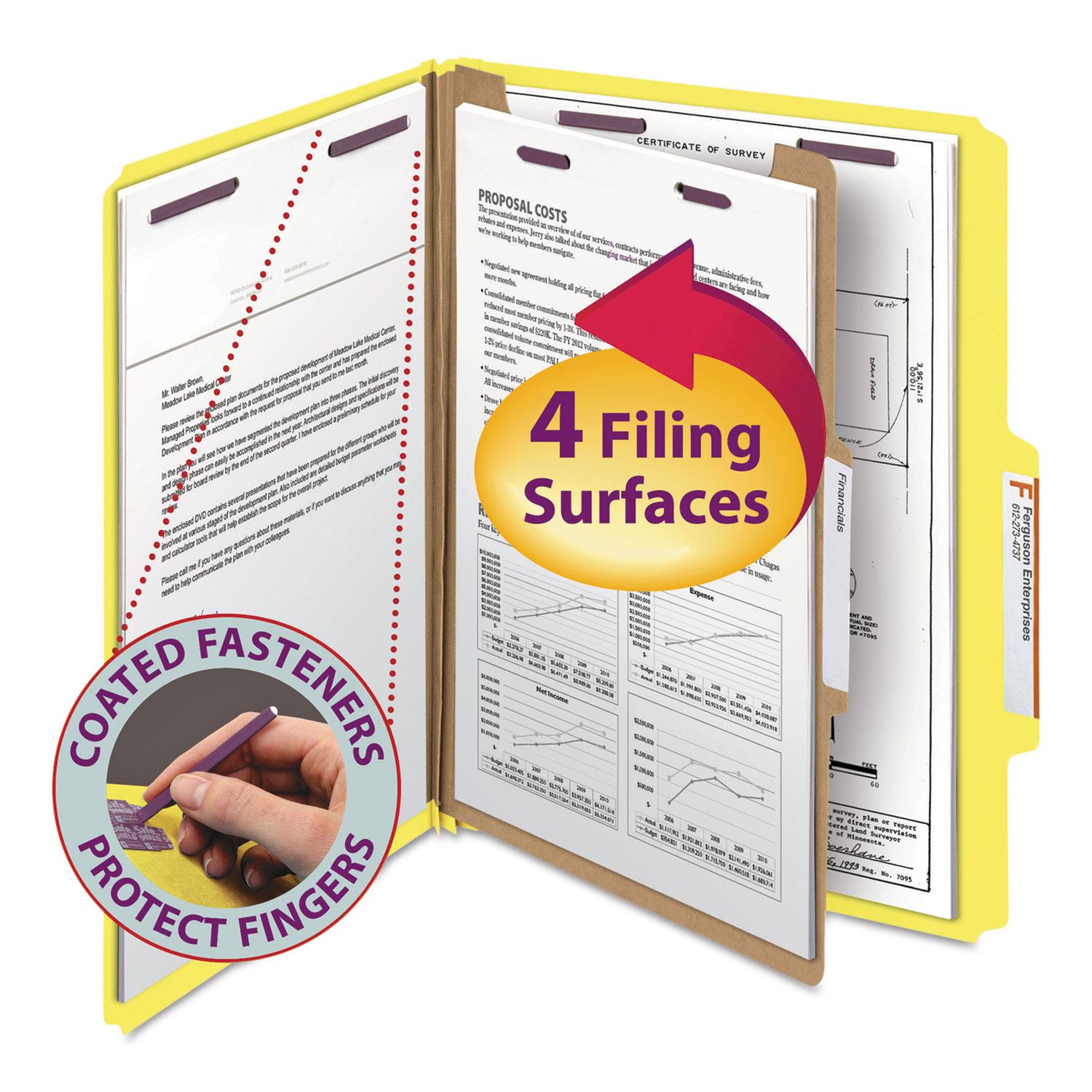 Four-Section Pressboard Top Tab Classification Folders with SafeSHIELD ...