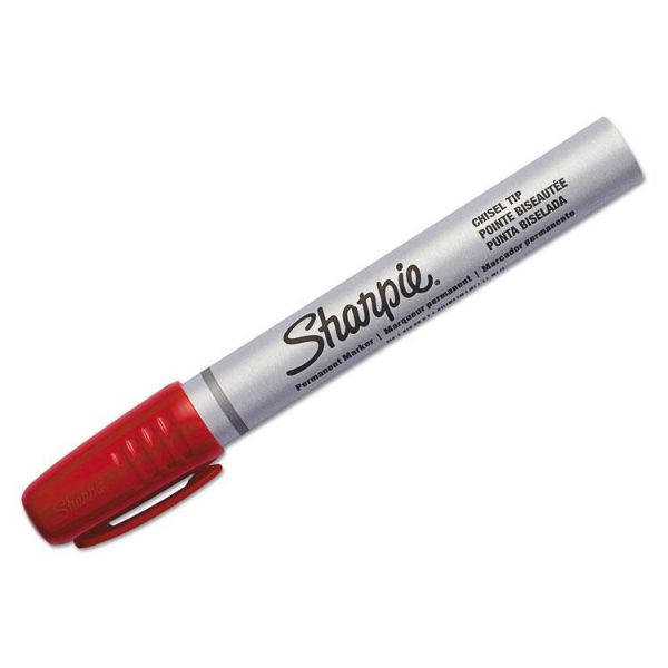 Pro Permanent Marker, Broad Chisel Tip, Red | Plastic Express Inc.