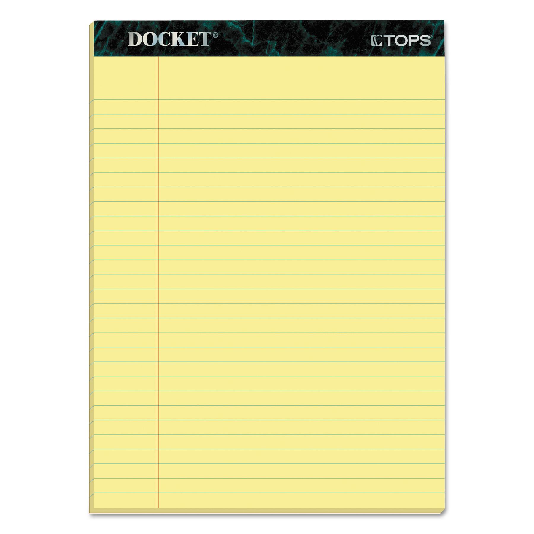 Docket Ruled Perforated Pads, Wide/Legal Rule, 8.5 x 11.75, Canary, 50 ...