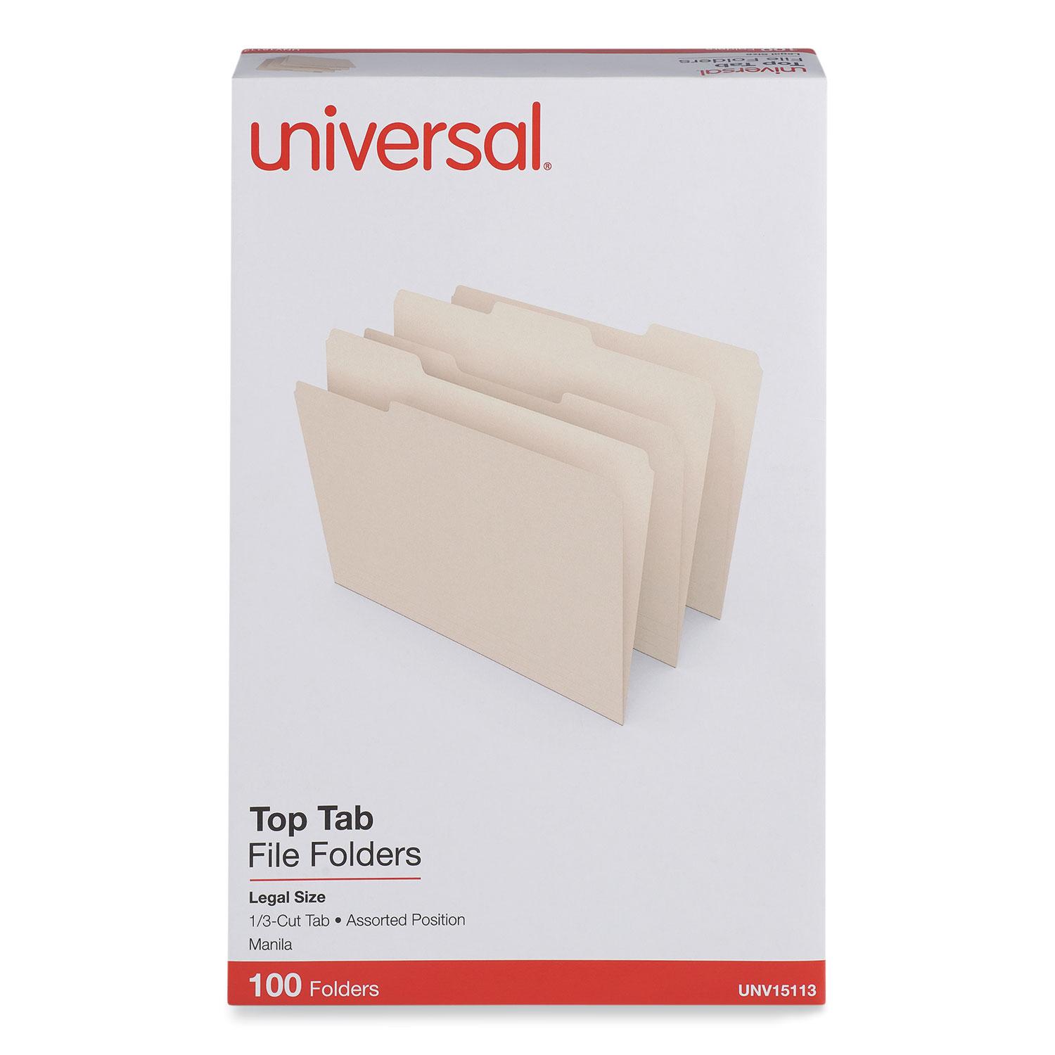 Top Tab Manila File Folders, 1/3-Cut Tabs, Assorted Positions, Legal ...