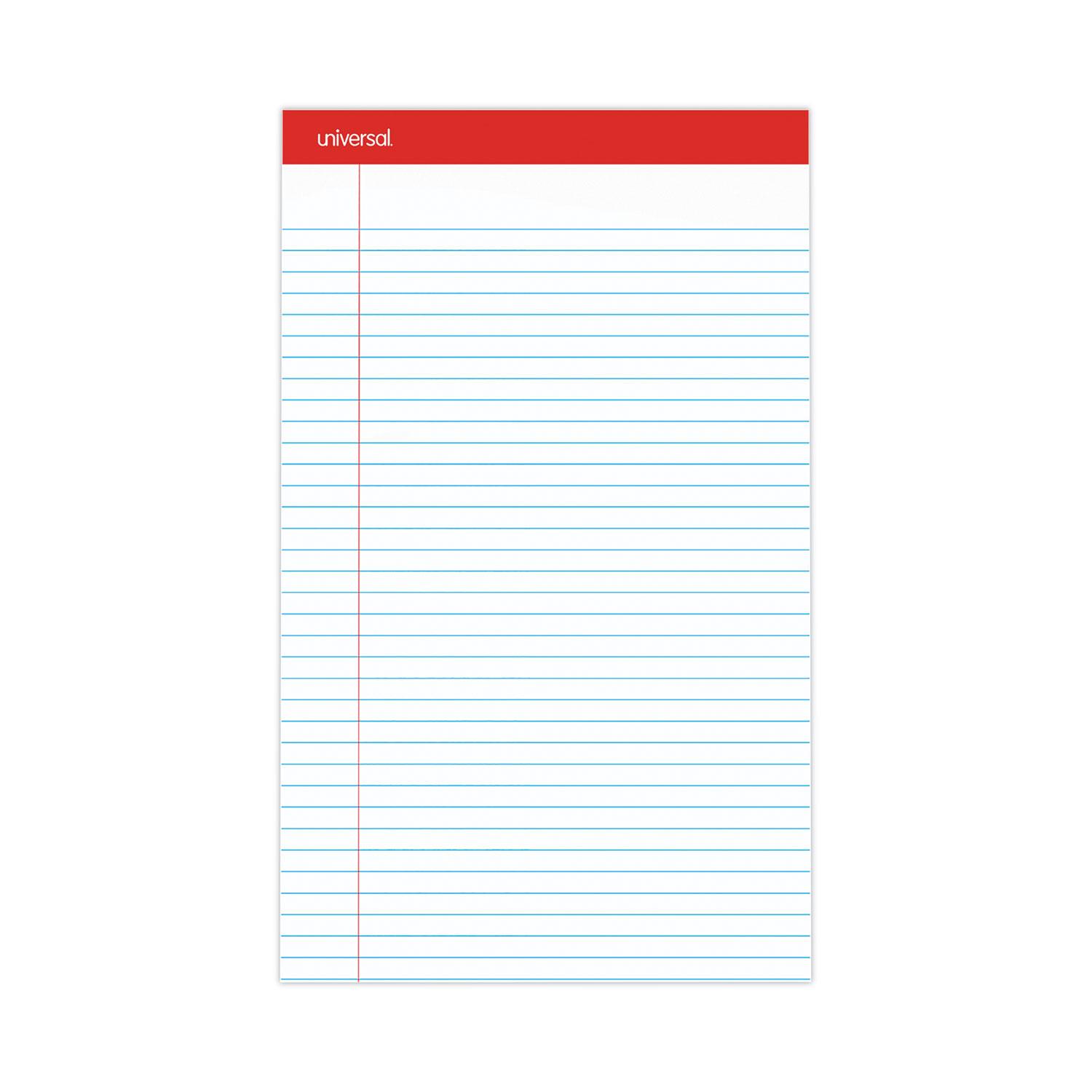 Perforated Ruled Writing Pads, Wide/Legal Rule, 8.5 x 14, White, 50 ...