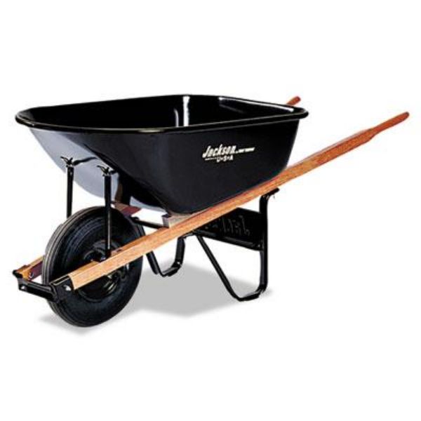 Steel Medium Duty Wheelbarrow, 6 cu ft, 1 Pneumatic 2-Ply, Black ...