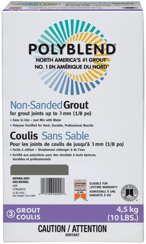 CUSTOM Polyblend CPBG0910N NonSanded Grout, Powder, Natural Gray, 10 lb ...