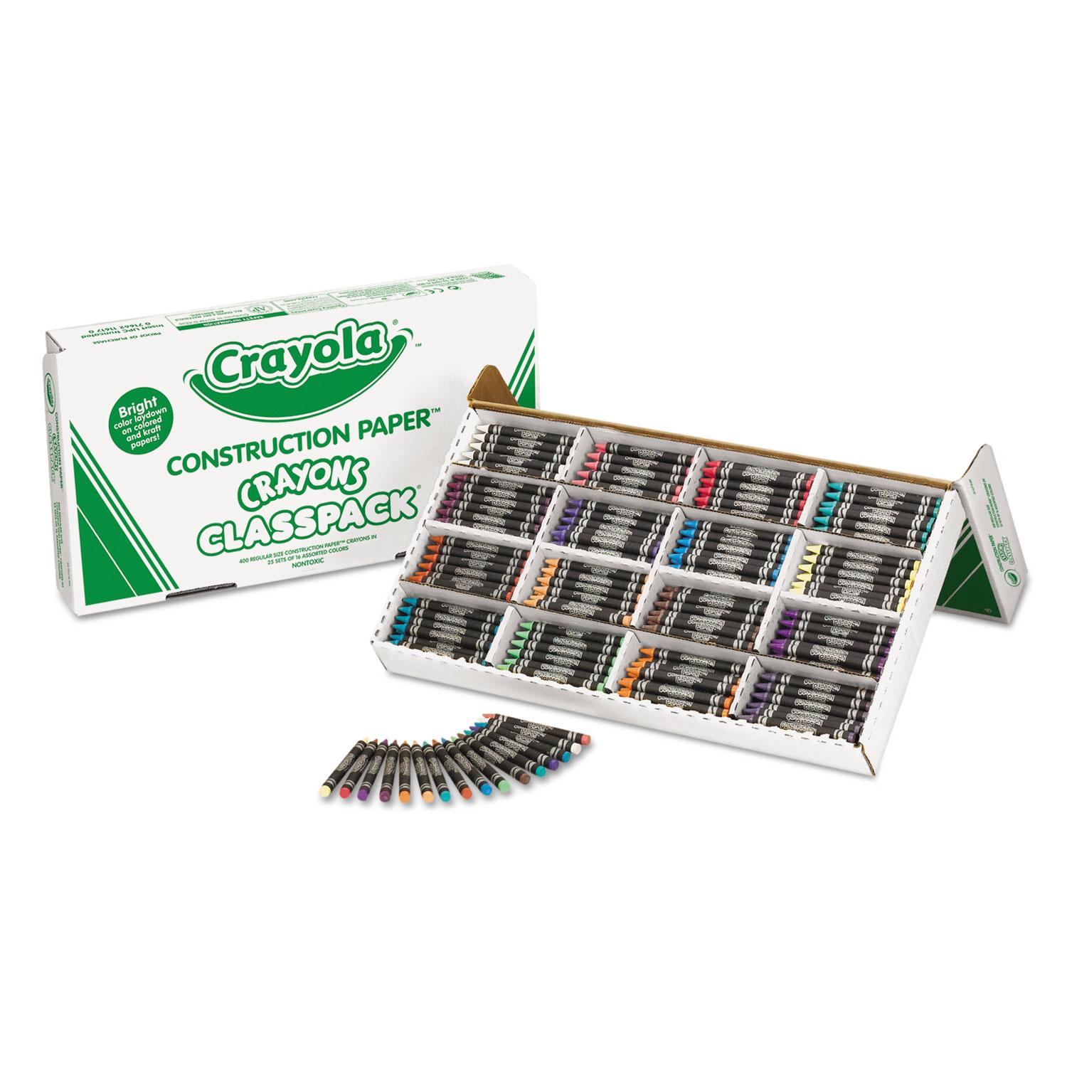 Construction Paper Crayons, Wax, 25 Sets of 16 Colors, 400/Box ...