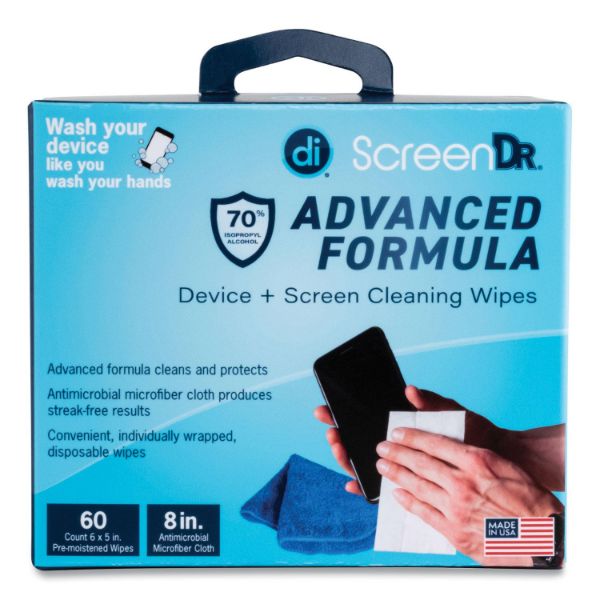 ScreenDr Device and Screen Cleaning Wipes, Includes 60 Individually ...