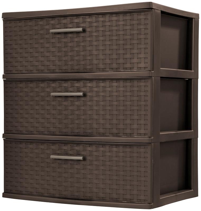 Sterilite 25306P01 Weave Drawer Tower, 3-Drawer, Plastic, Espresso, 21 ...