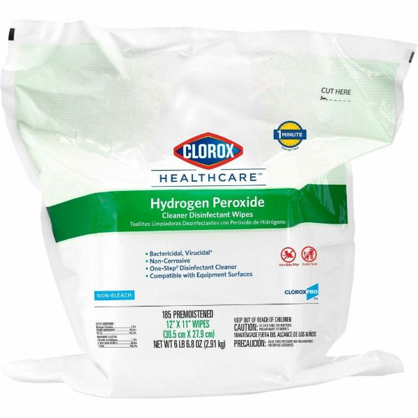 Hydrogen Peroxide Cleaner Disinfectant Wipes, 12 x 11, Unscented, White ...